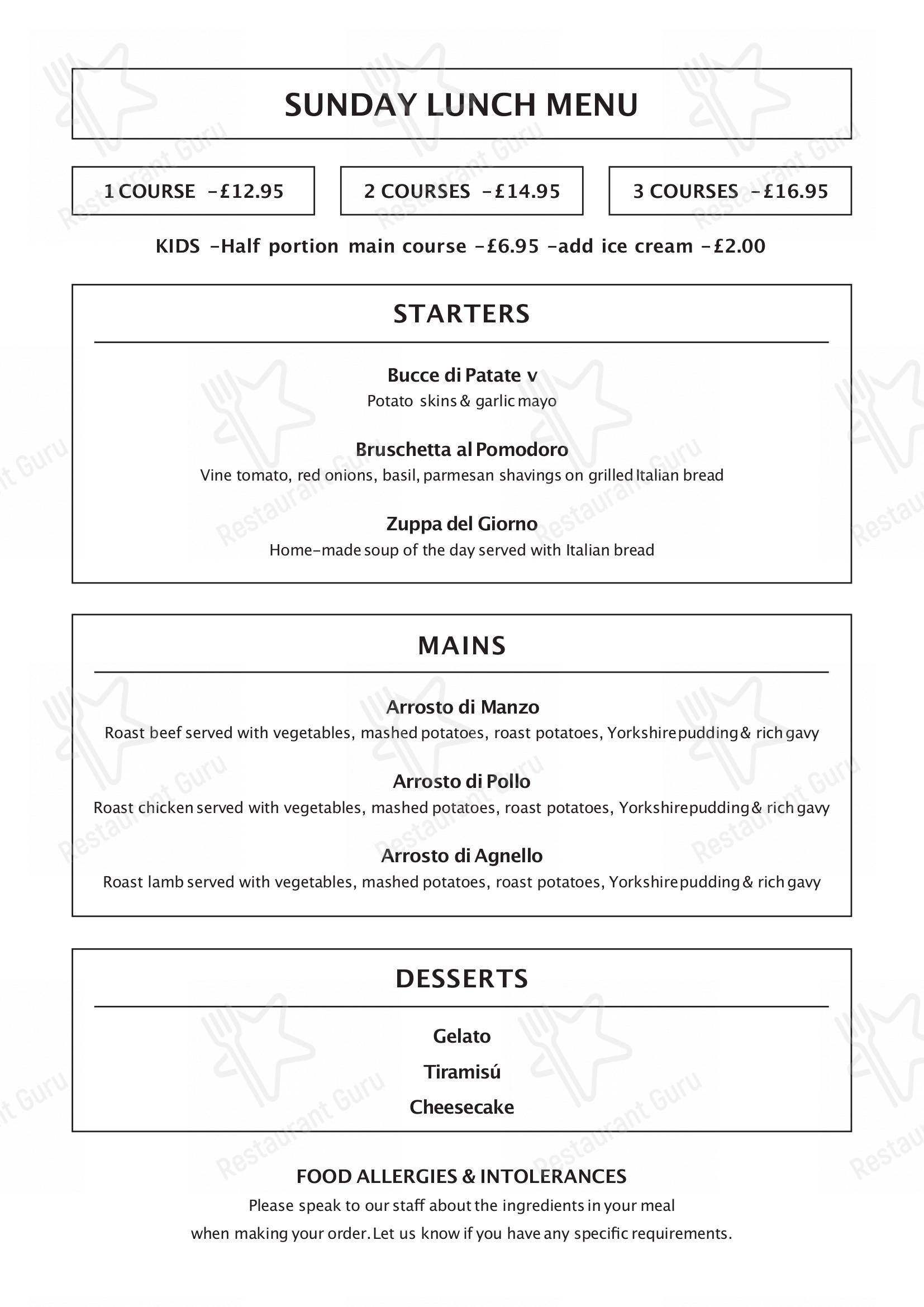 Menu at Aroma Ryton restaurant, Ryton