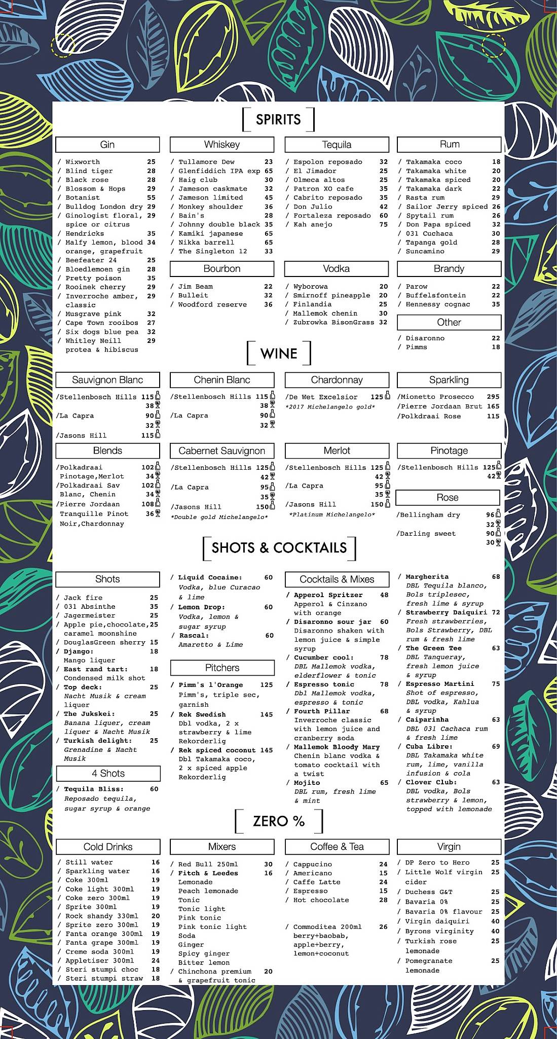 Menu at the Green Craft Bar - Benoni, Benoni