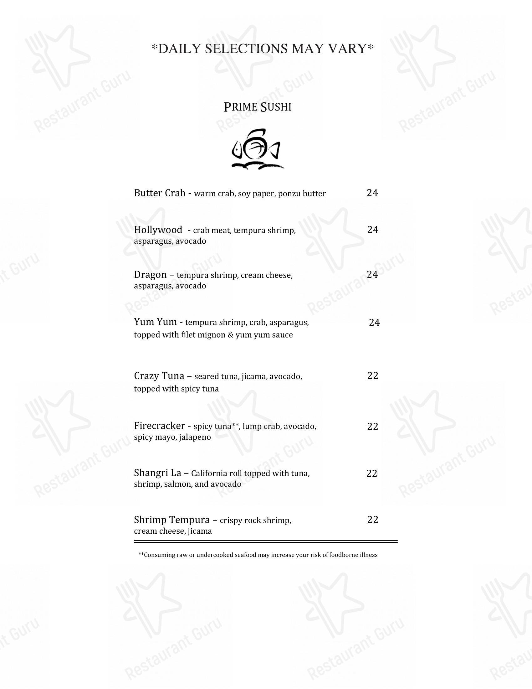 Menu at the River House restaurant, Palm Beach Gardens, PGA Boulevard
