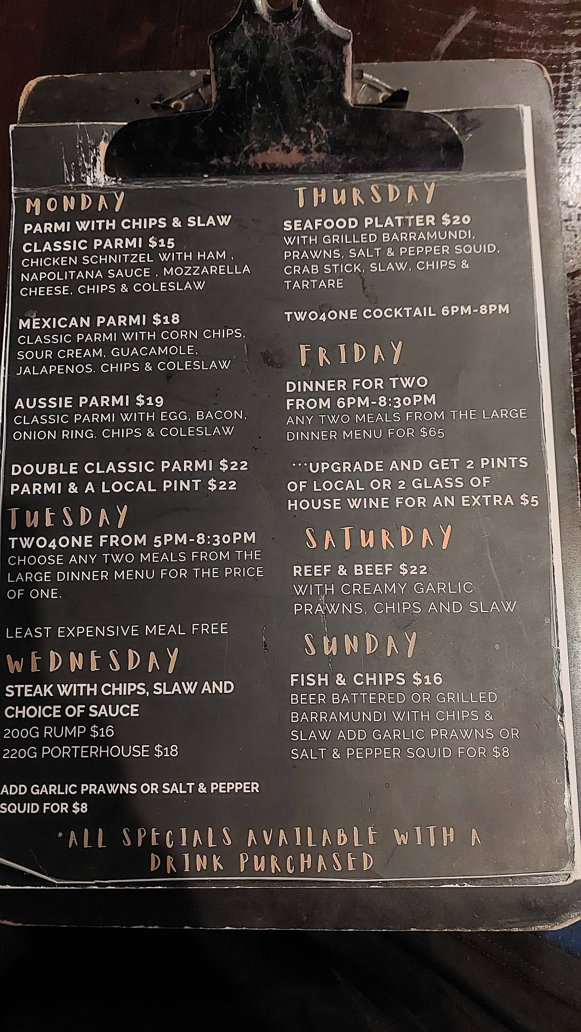 Menu at two40three Bar & Grill, Morley
