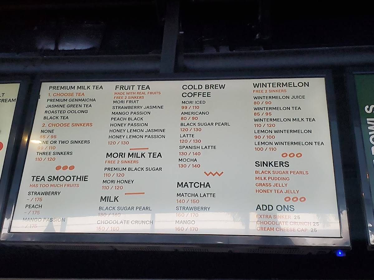 Menu at moritori - SM Araneta City cafe, Quezon City
