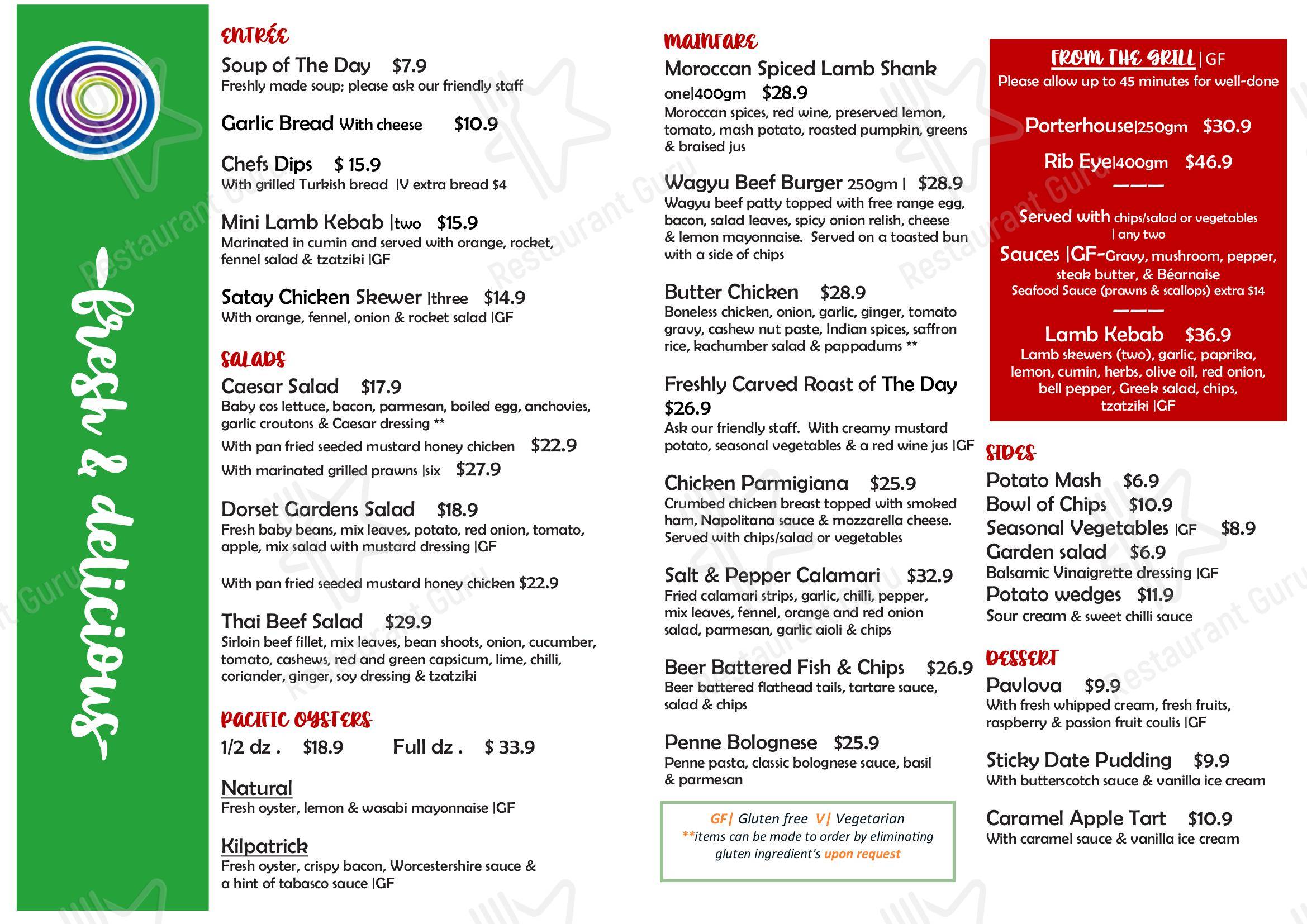 Menu at Dorset Gardens Hotel pub & bar, Croydon