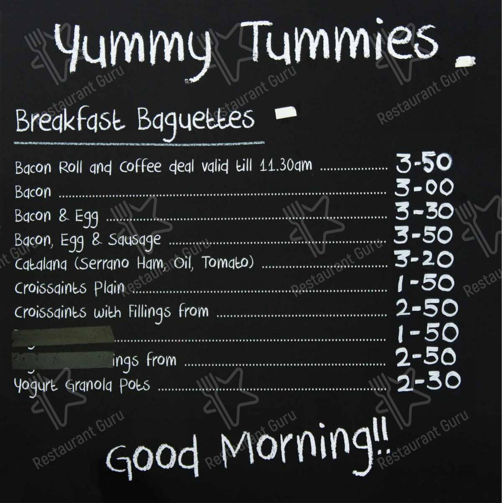 Menu at Yummy Tummies restaurant, Gibraltar, 8b The