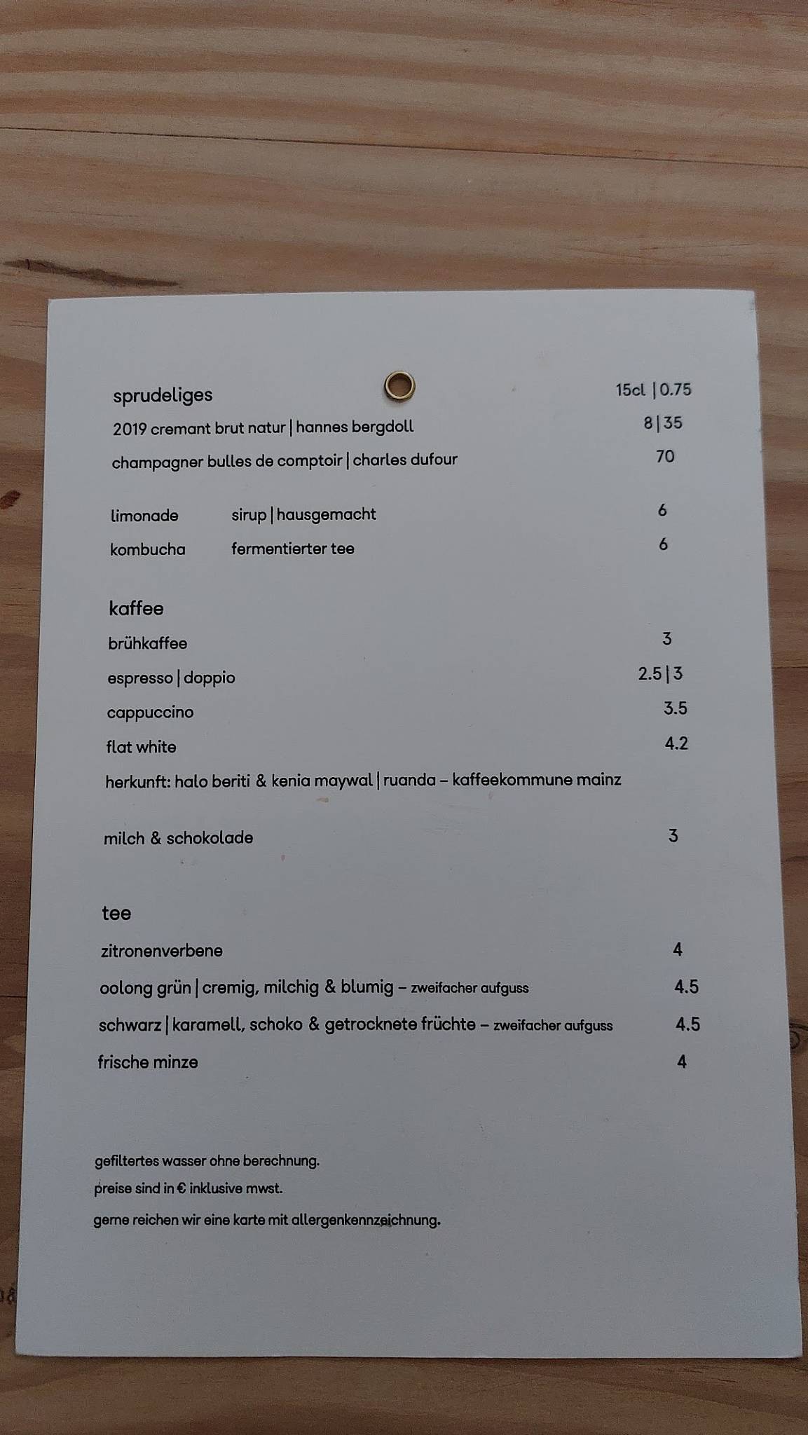 Speisekarte von pankratz restaurant, Mainz