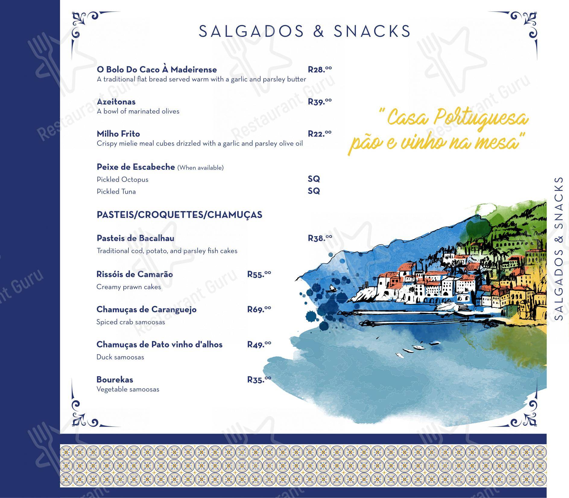 Menu at 1920 Portuguese Restaurant, Johannesburg, Ferndale Village