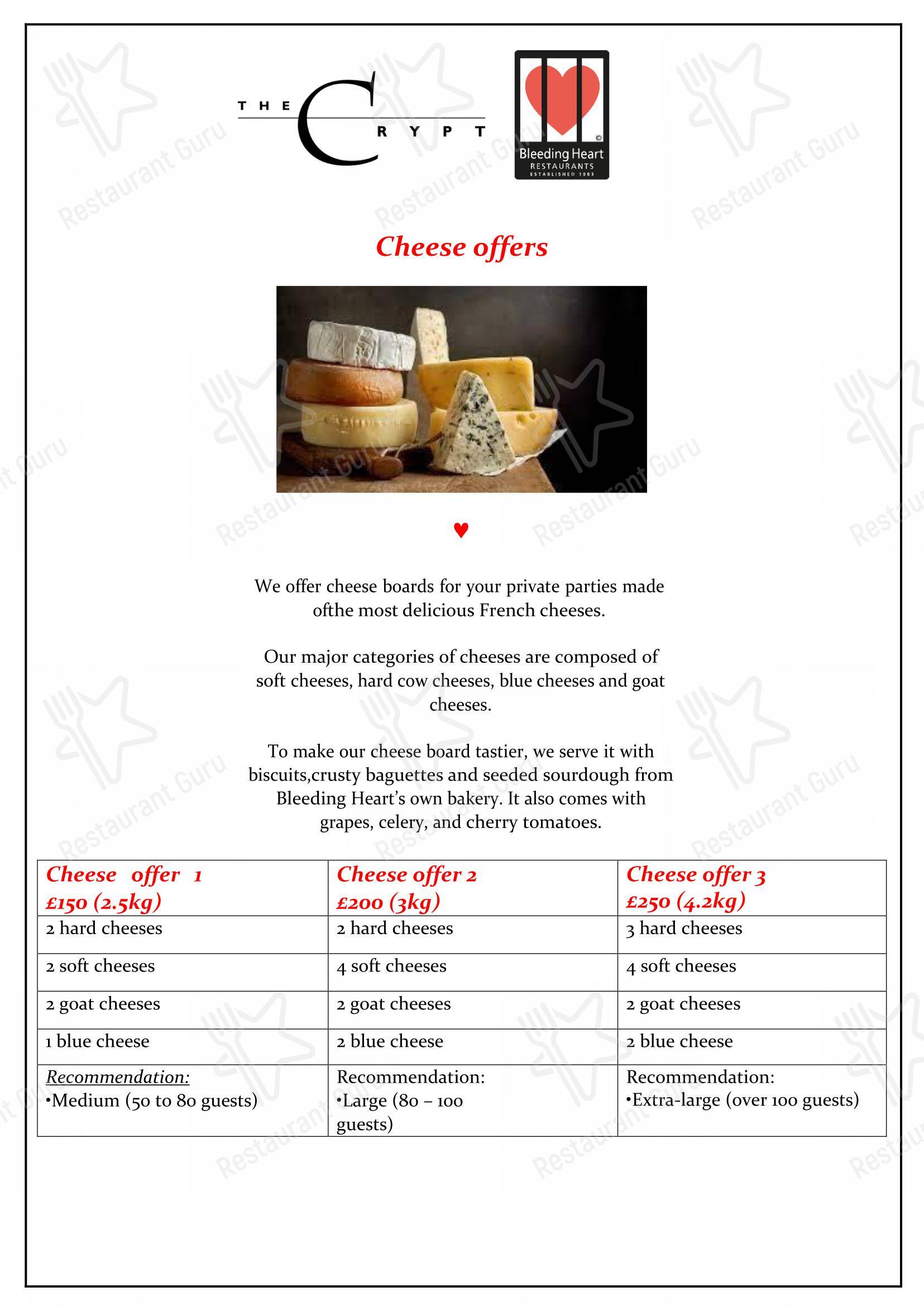 Menu at Bleeding Heart Bistro restaurant, London, 7 Bleeding Heart Yard