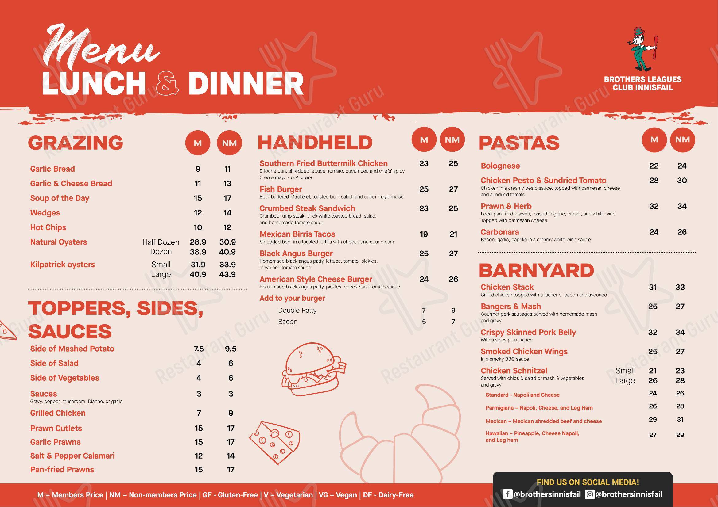 Menu at Brothers Leagues Club Bistro Innisfail, Innisfail
