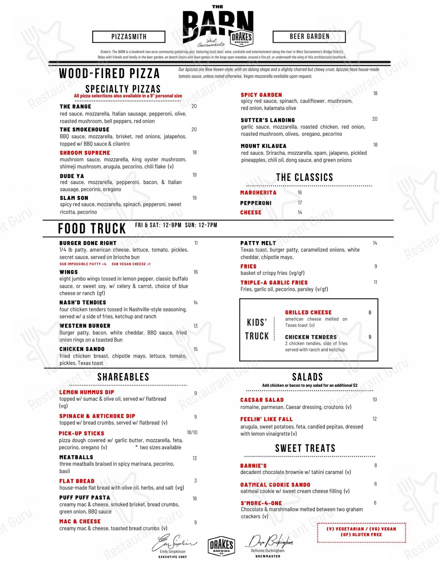 Carta de Drake's: The Barn, West Sacramento