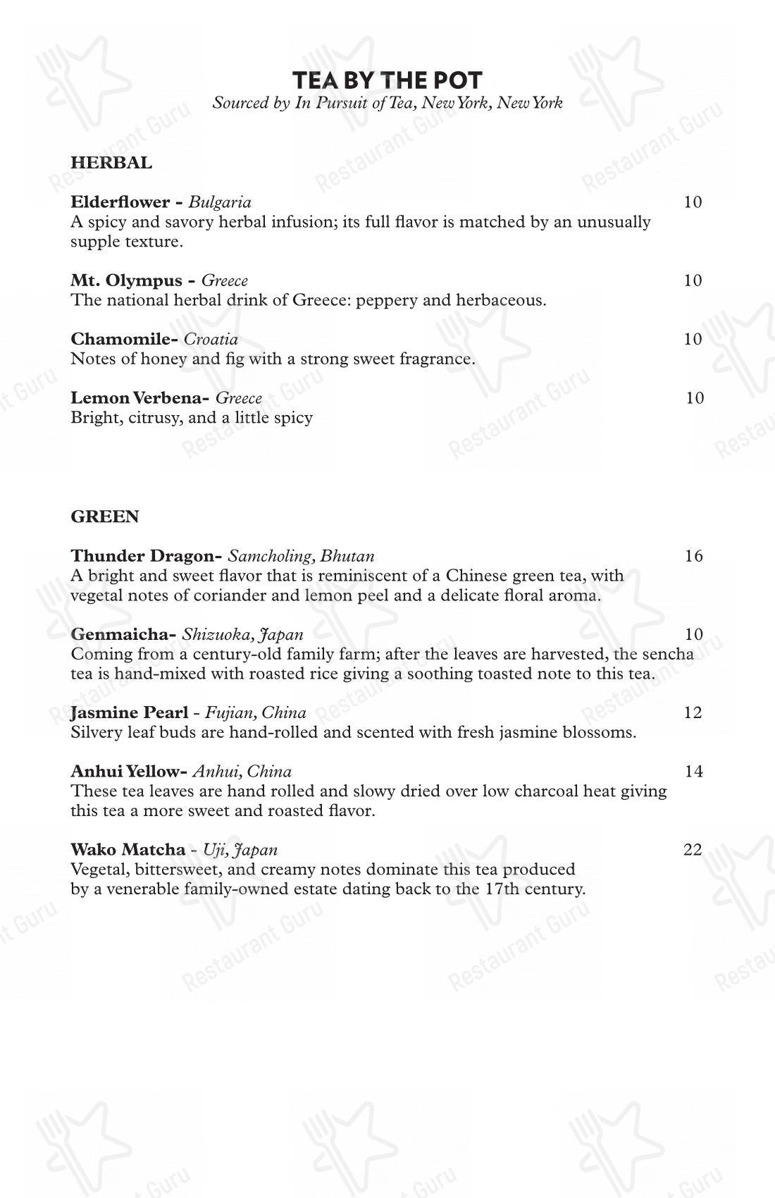 Menu at Eleven Madison Park pub & bar, New York City, 11 Madison Ave
