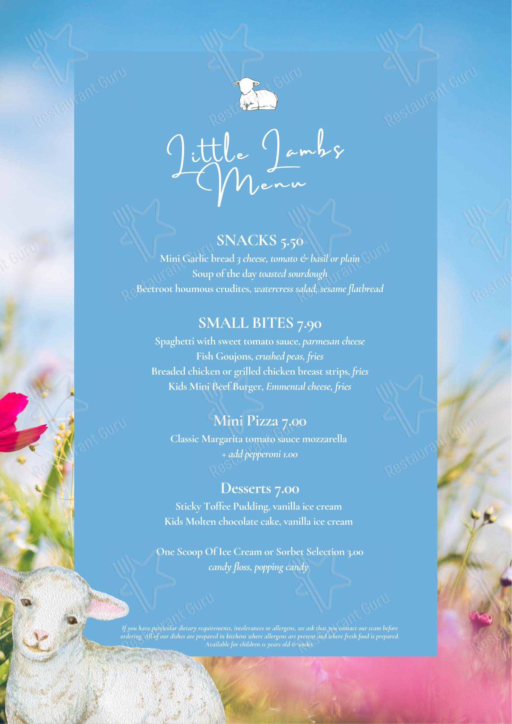 Menu at Ewe Restaurant and Bar, Bolton