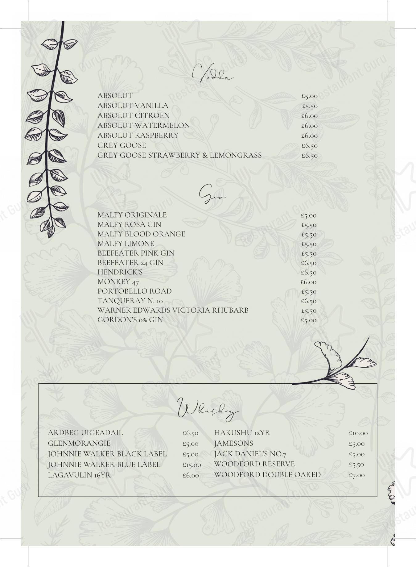 Menu at Ewe Restaurant and Bar, Bolton