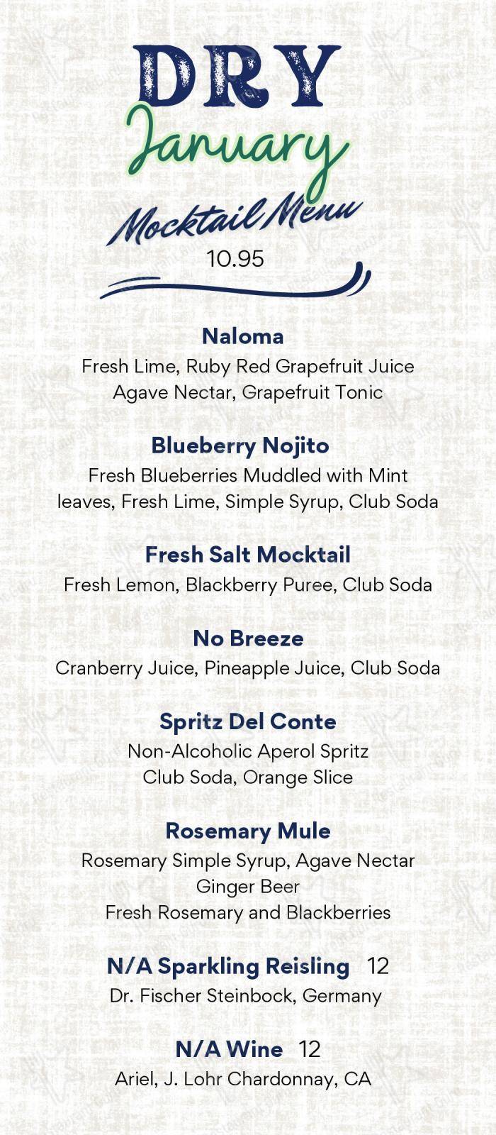 Menu at Fresh Salt restaurant, Old Saybrook