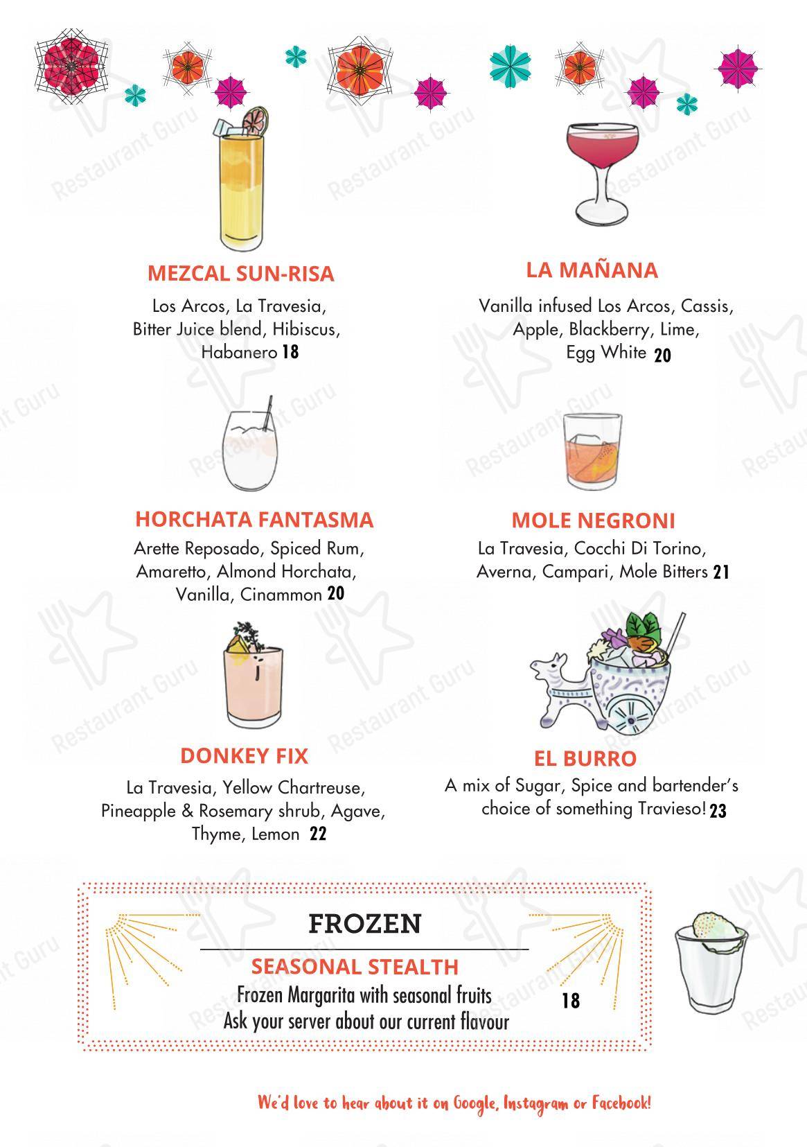 Menu at Ghost Donkey pub & bar, Auckland