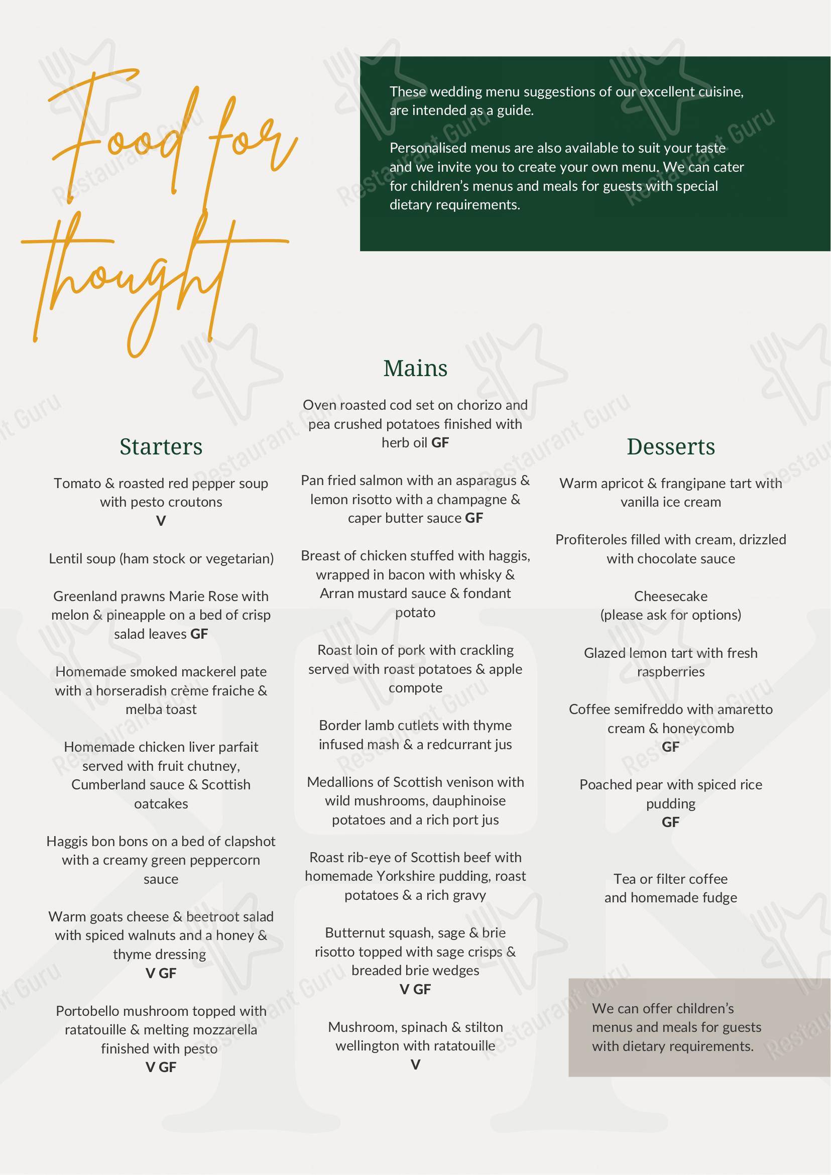 Menu at Kingsknowes Hotel restaurant, Galashiels