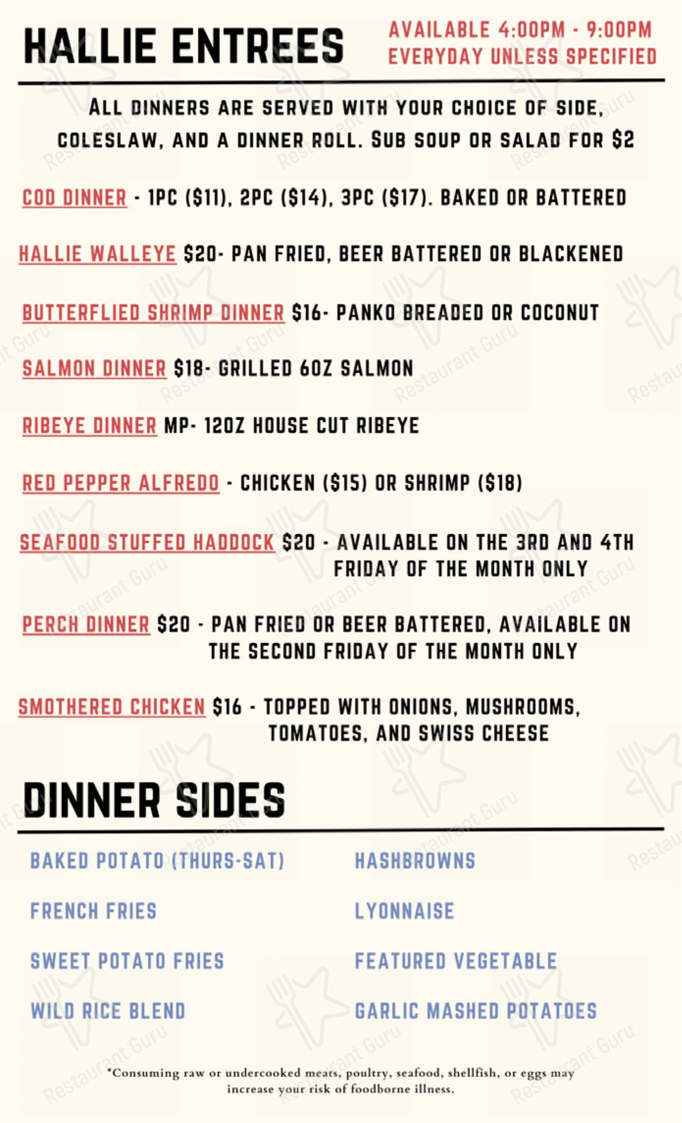 Menu at Lake Hallie Golf Course / Bar & Restaurant, Chippewa Falls ...