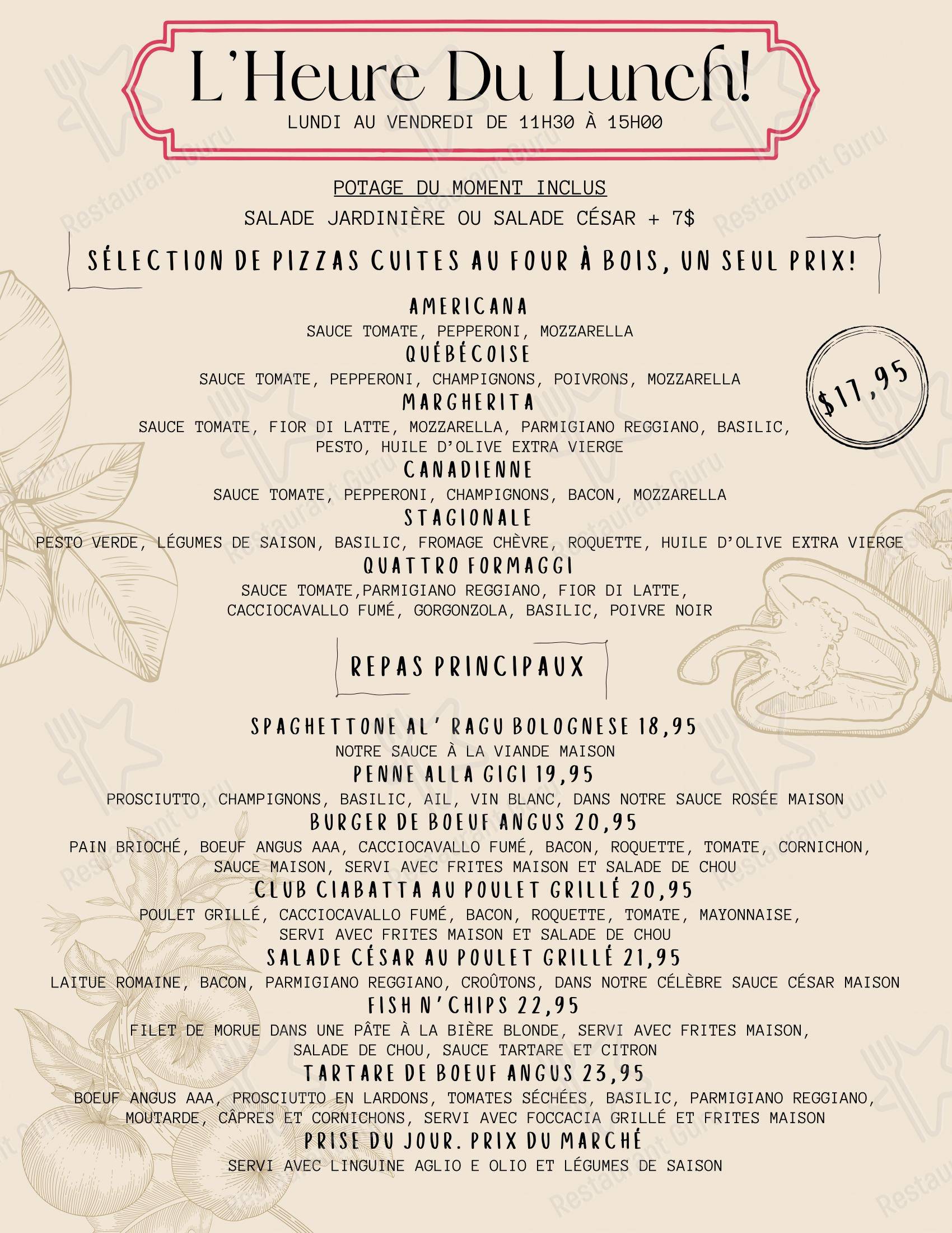 Menu au Restaurant Le Four De Saint-Eustache, Saint-Eustache