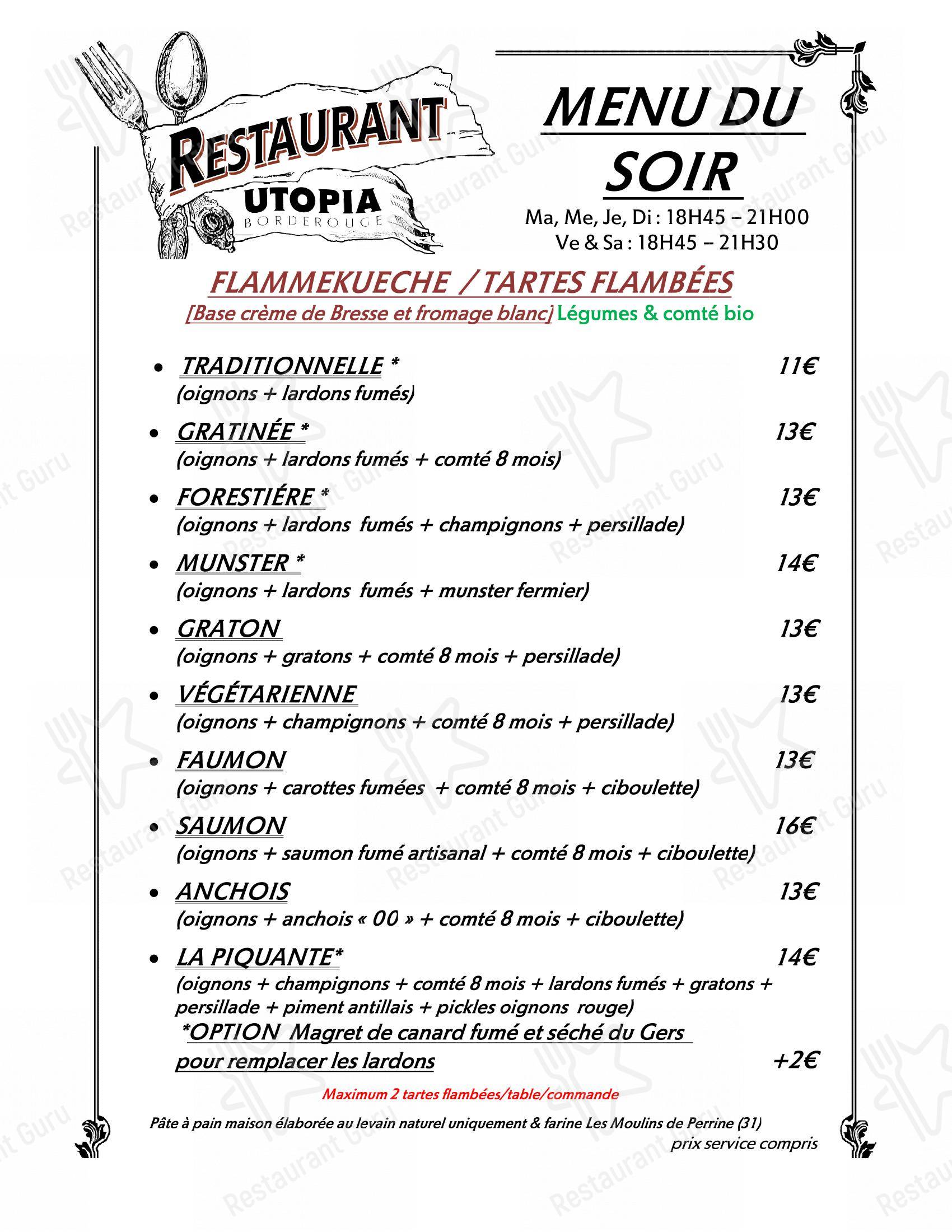 Menu au Le Restaurant d’Utopia Borderouge, Toulouse
