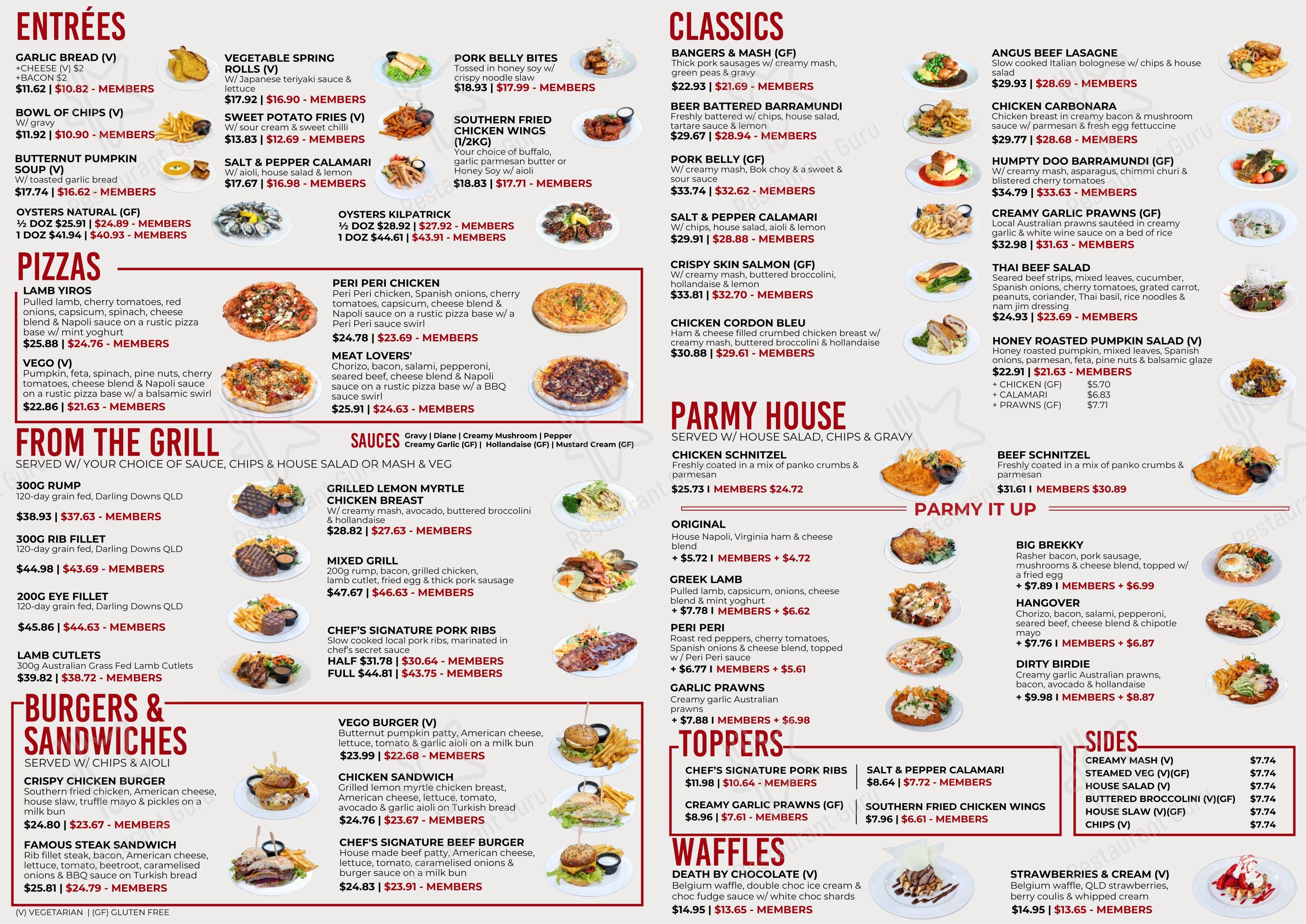 Menu at Taylor's Hotel pub & bar, Mackay
