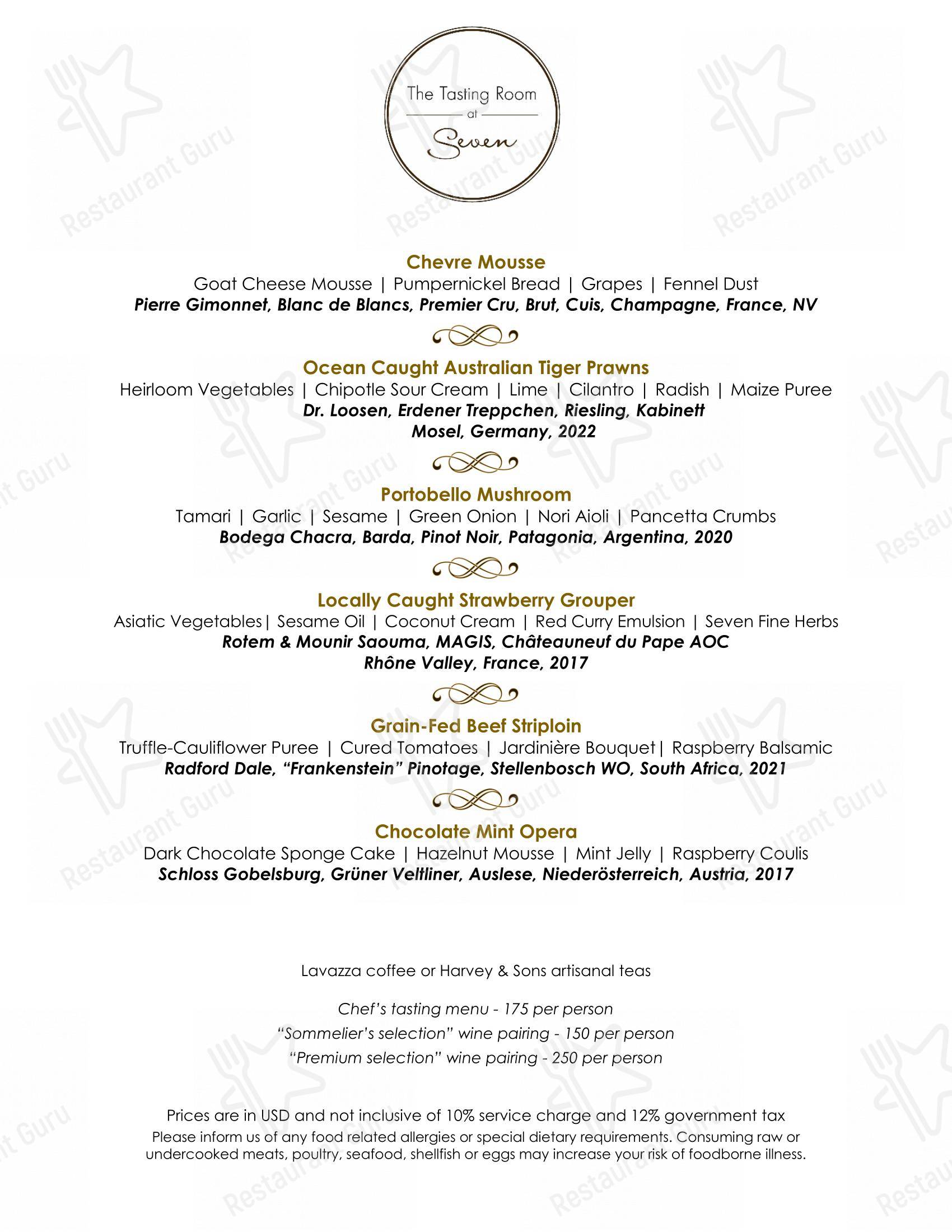 Menu at The Deck At Seven Stars Resort, USA
