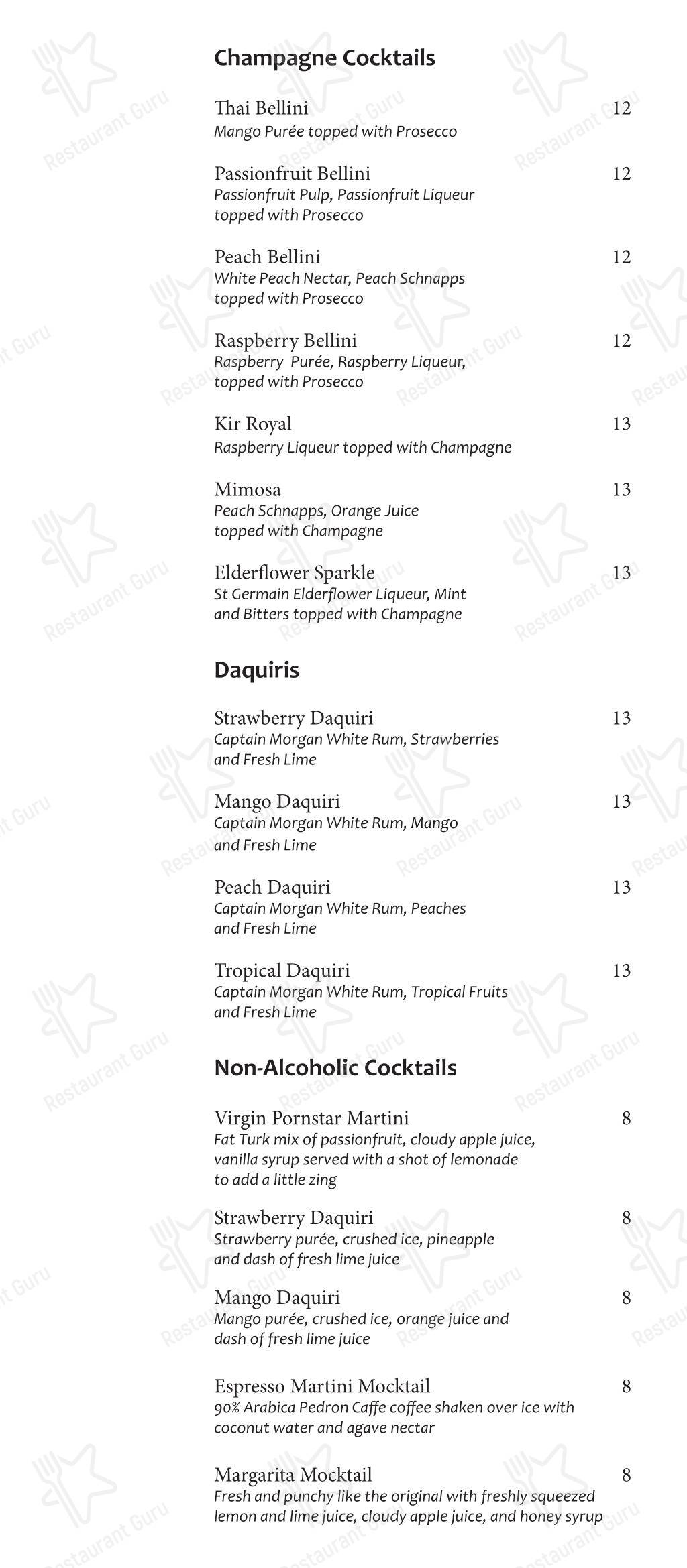 Menu at The Fat Turk restaurant, Brentwood
