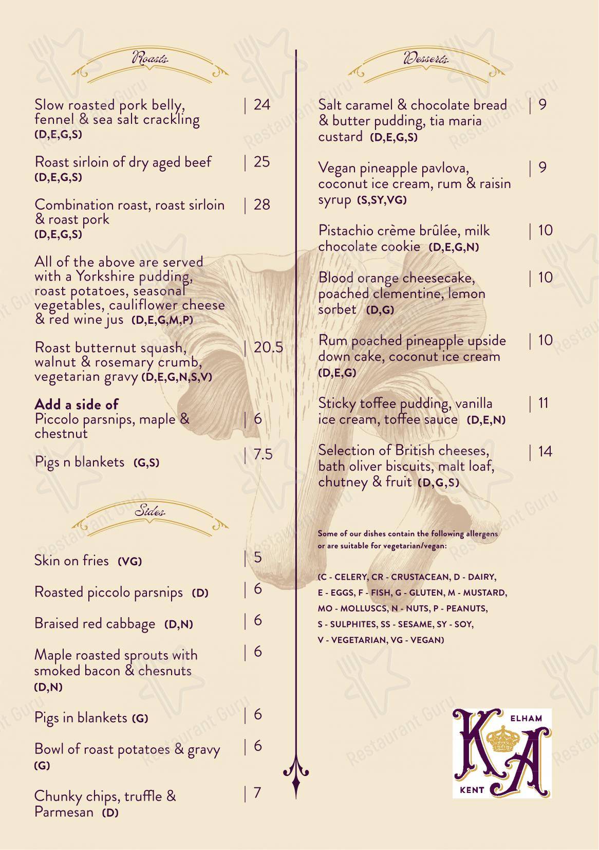 Menu at The Kings Arms pub & bar, Elham