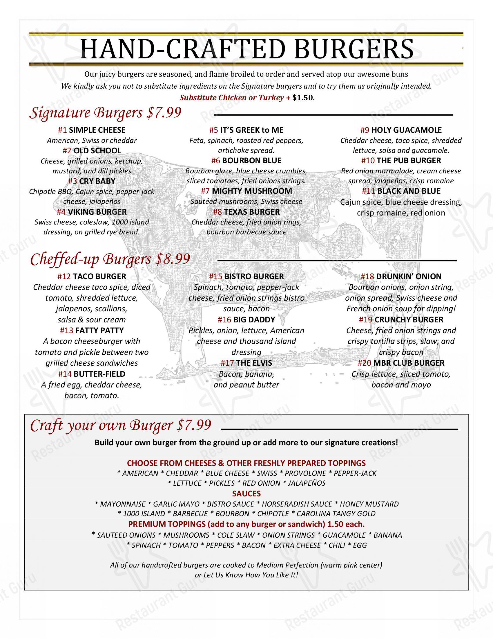 Menu at The Meadow Brook Restaurant & Functions, Hanson
