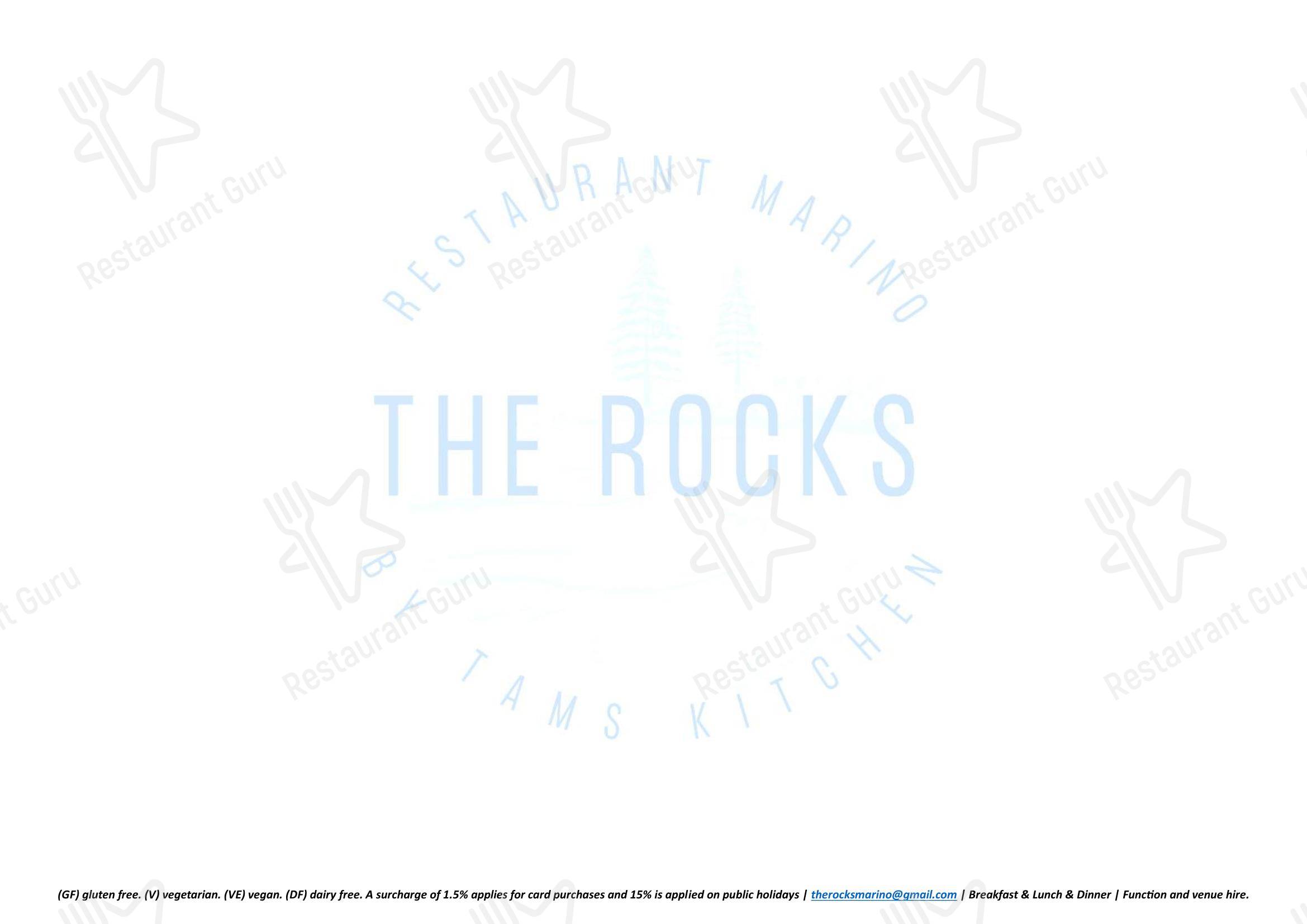 Menu at The Rocks Marino Restaurant, Marino