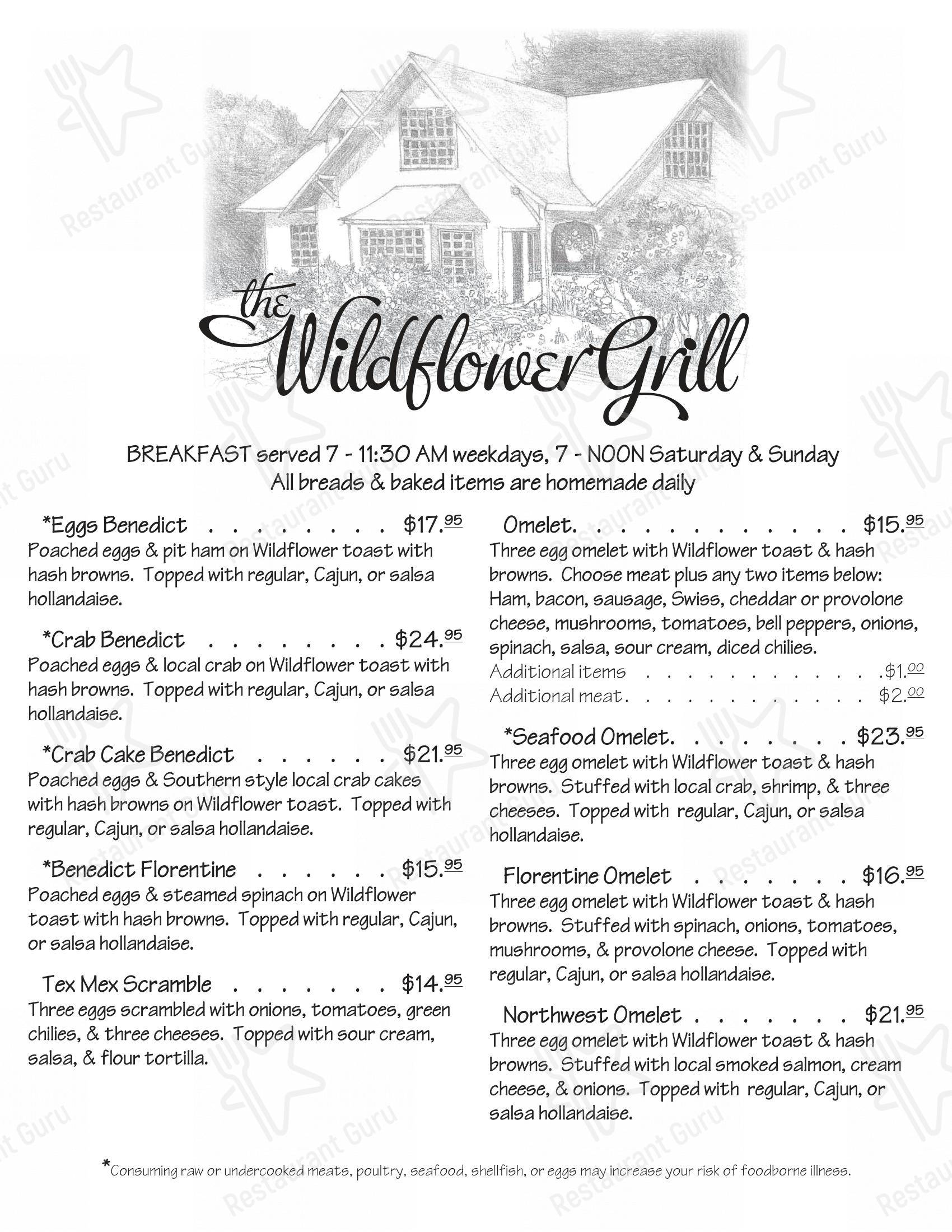 Menu at The Wild Flower Grill restaurant, Lincoln City