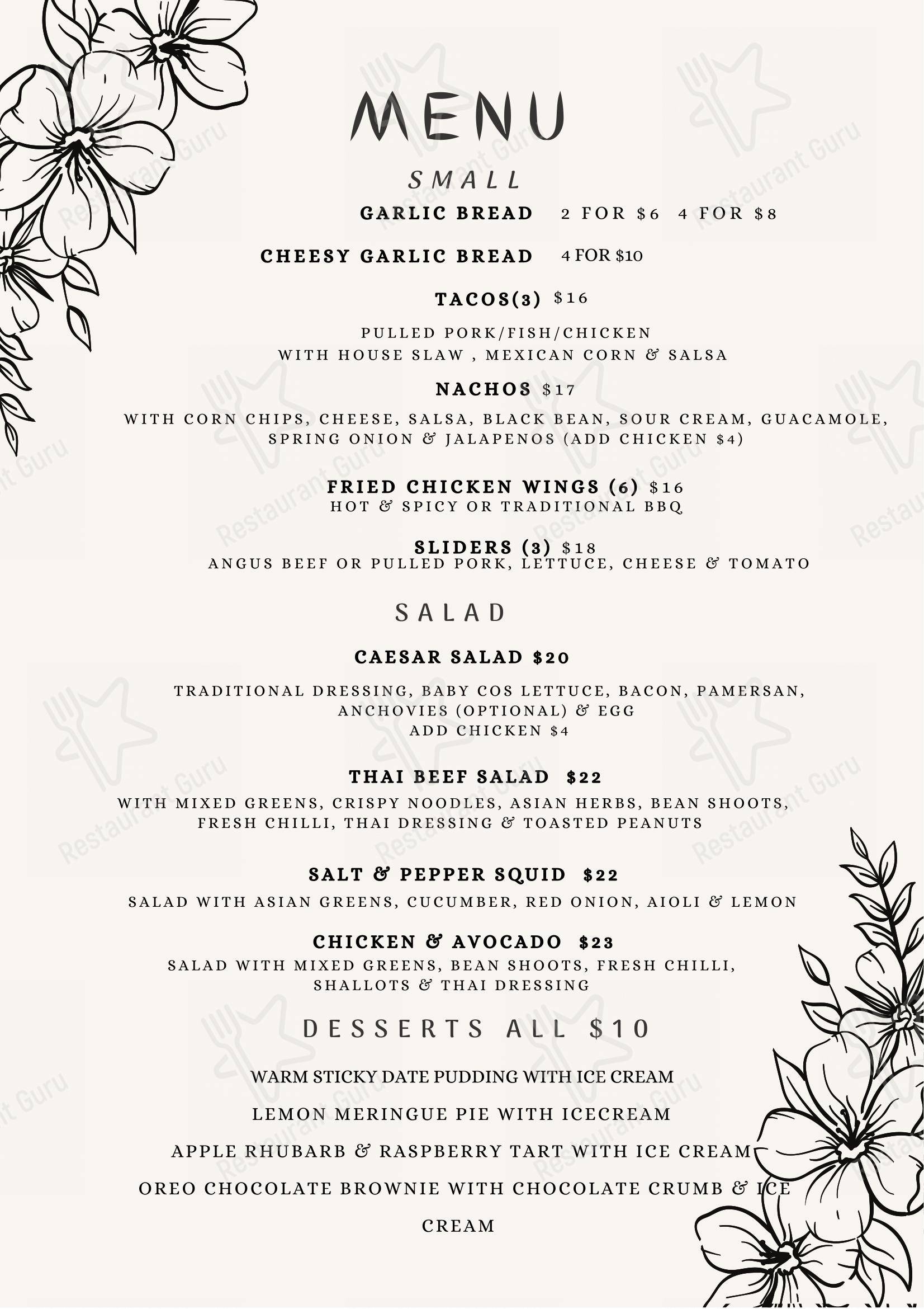 Menu at two40three Bar & Grill, Morley