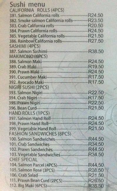Menu at Macau Cuisine restaurant, Benoni, ZA, 63 Hanekam St