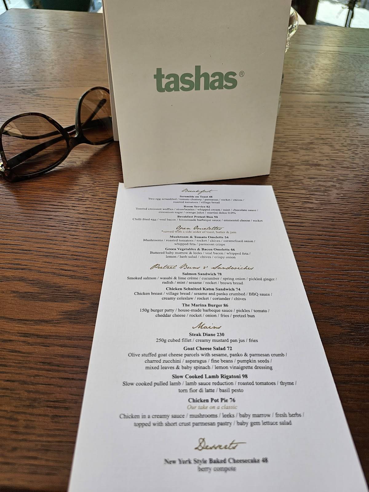 Menu at tashas Dubai Marina Mall restaurant, Dubai, Shop 24
