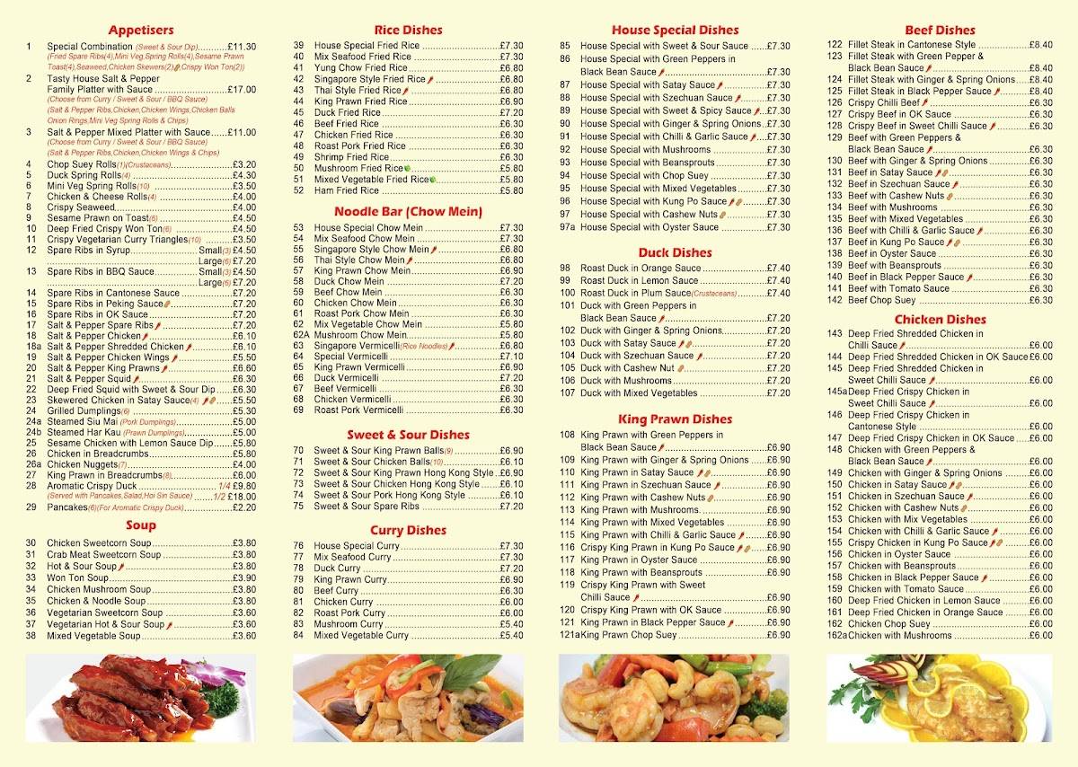 Menu at tasty house chinese take away, Morecambe