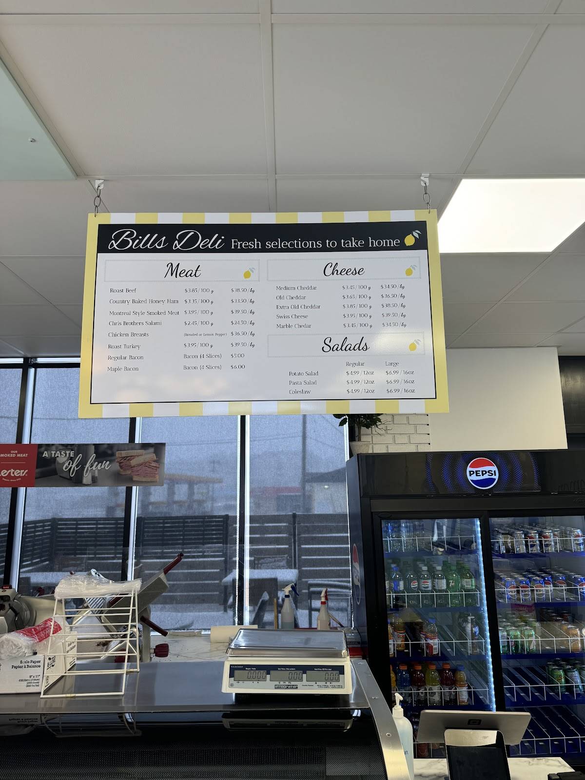 Menu at the Zesty Lemon cafe, Saint John