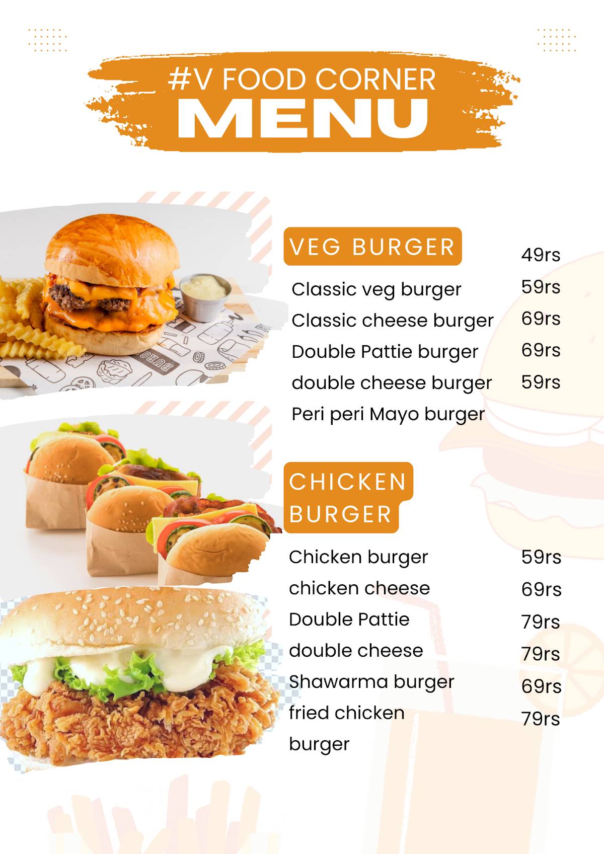 Menu at #v hot n spicy, Chennai