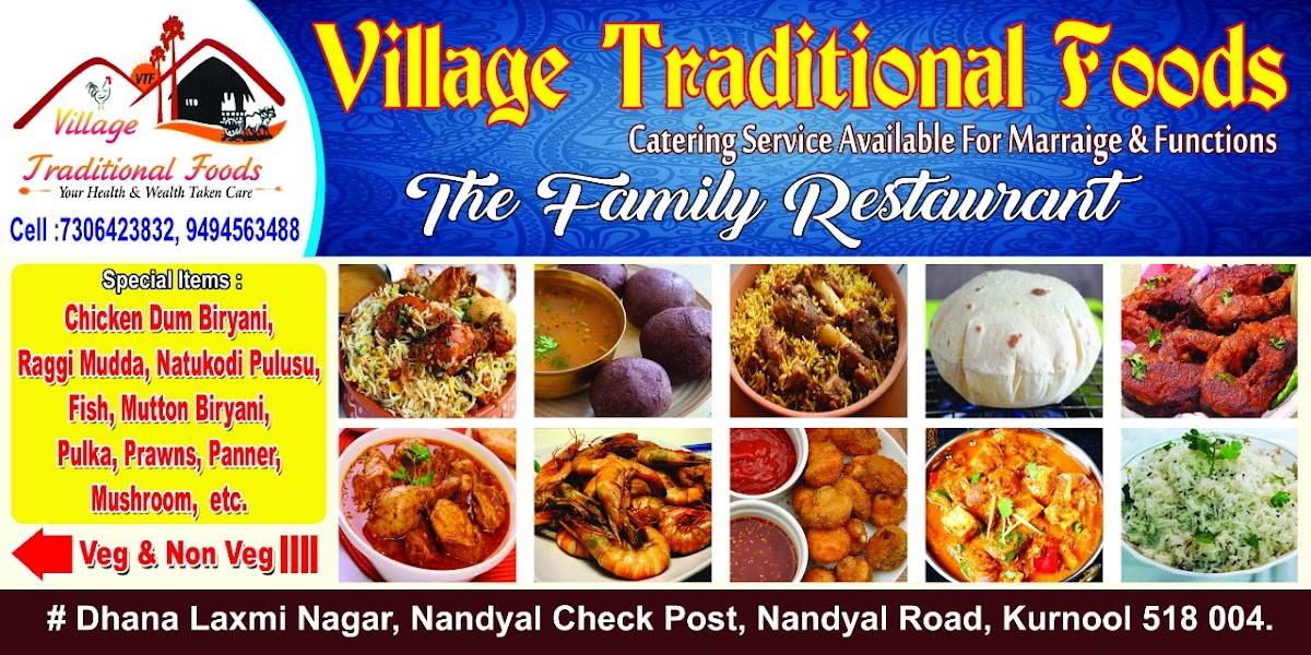 Menu at village traditional foods, Kurnool