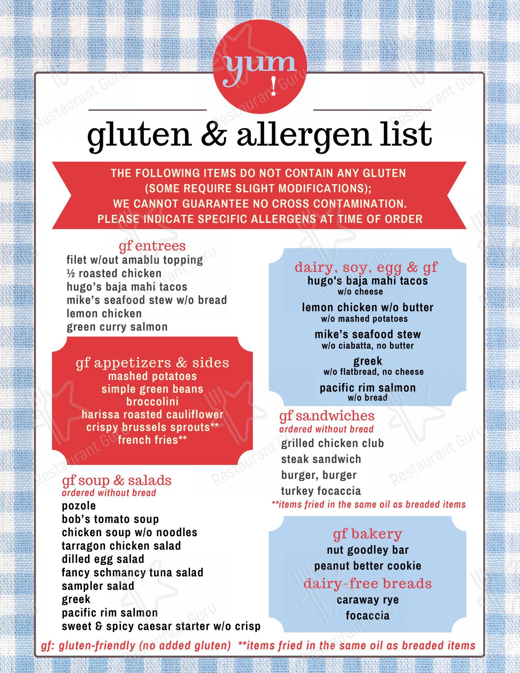Menu at yum! Kitchen and Bakery, Saint Louis Park