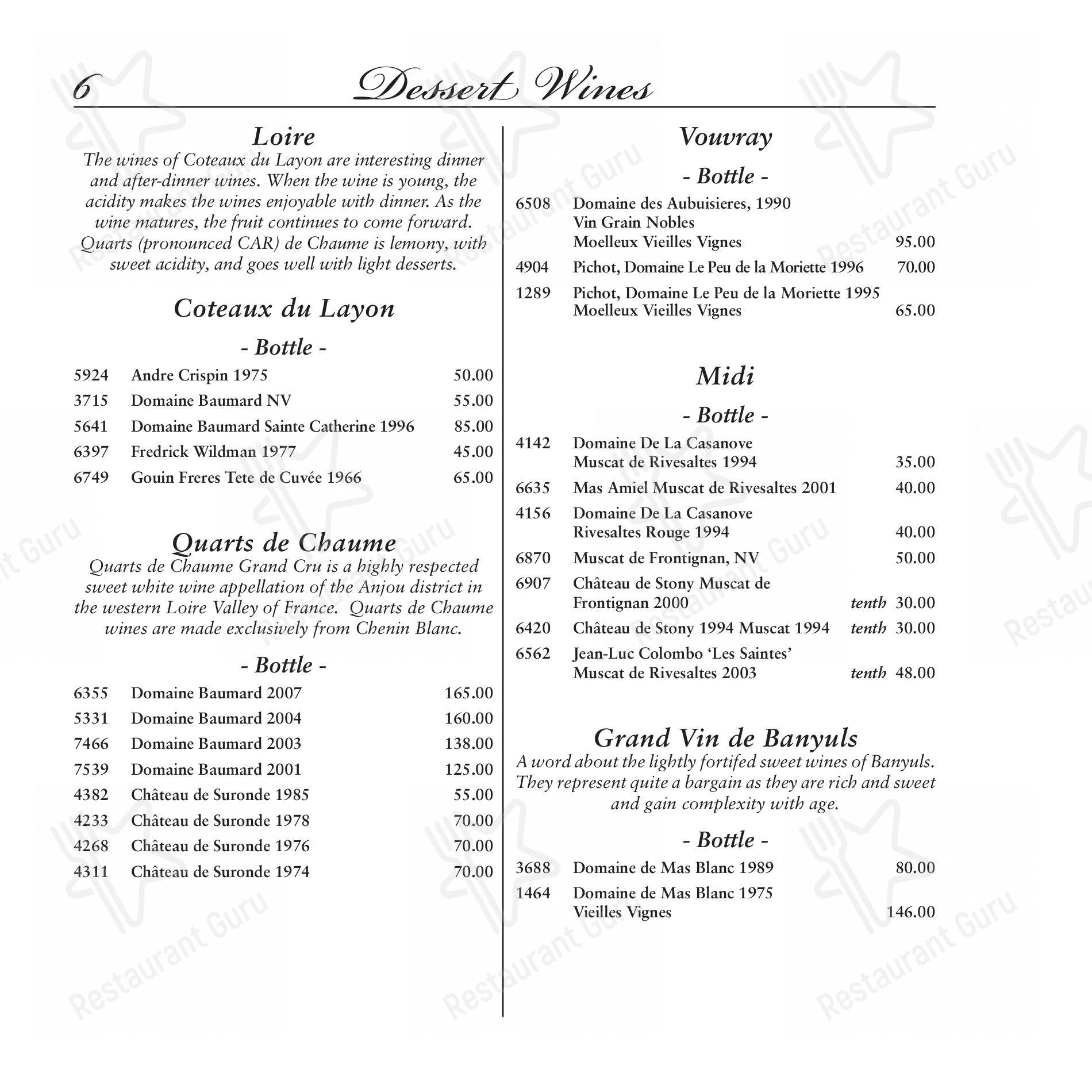 Menu at Bern's Steak House steakhouse, Tampa, S Howard Ave