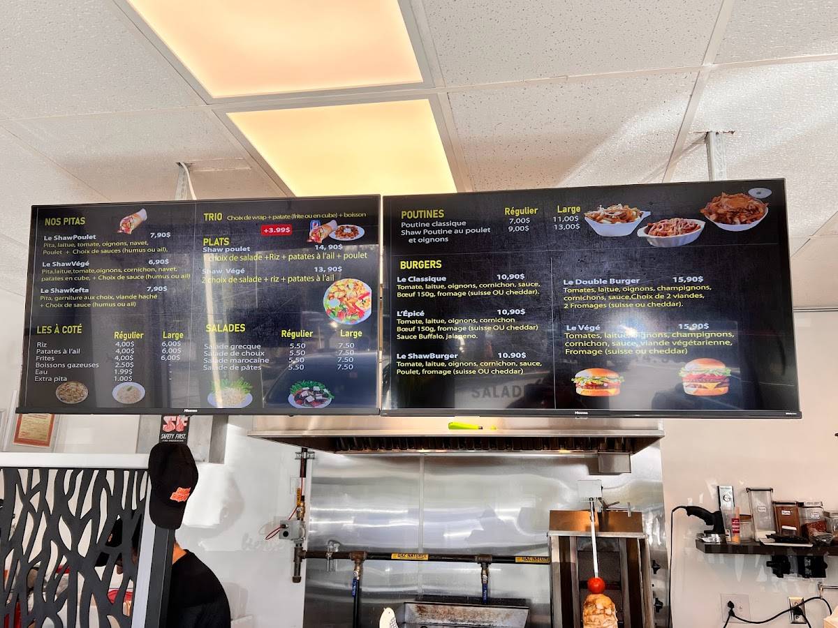 Menu au Restaurant Shaw burger, Dorval