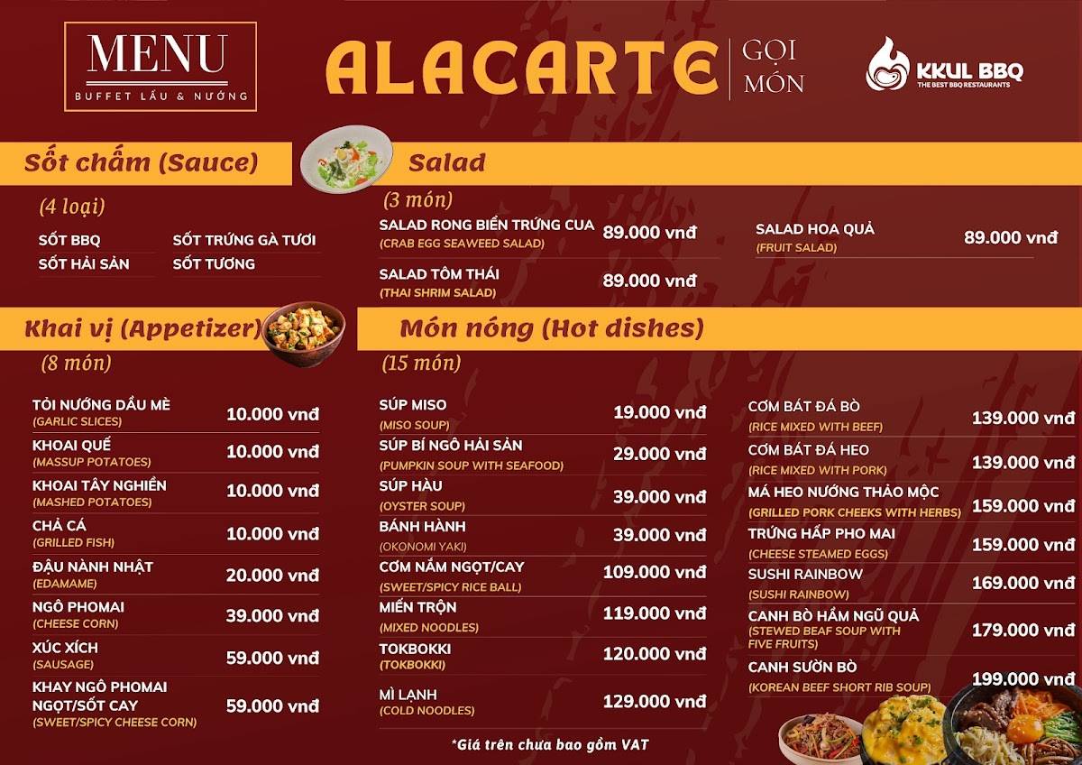 Menu at Kkul BBQ & Hotpot, Vietnam