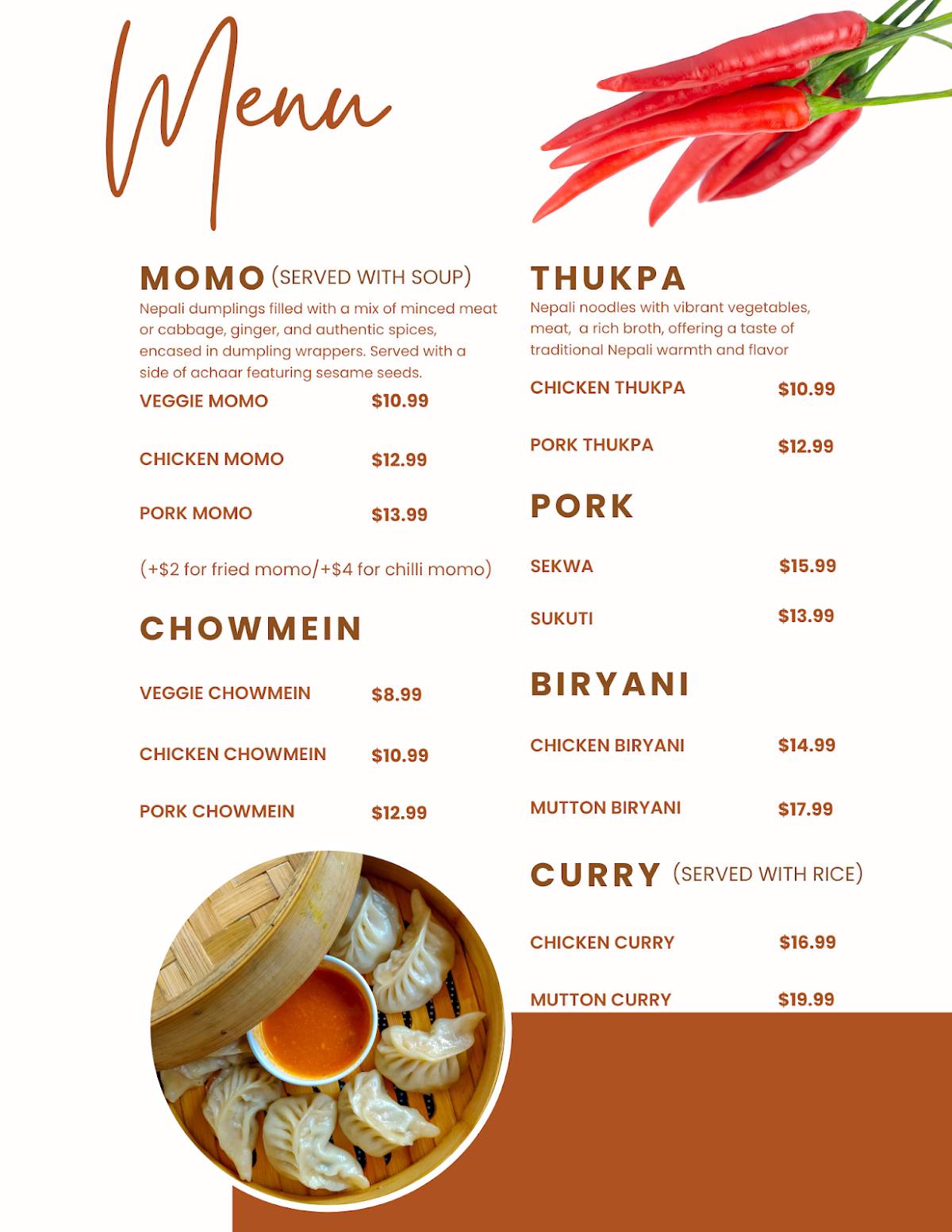 Menu at Momo House & Bar, Louisville