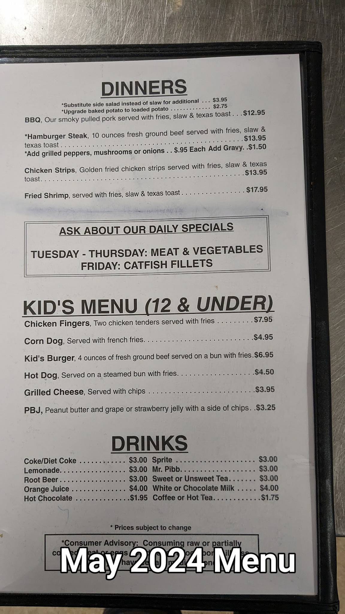 Menu at Sautee Trail Cafe, USA