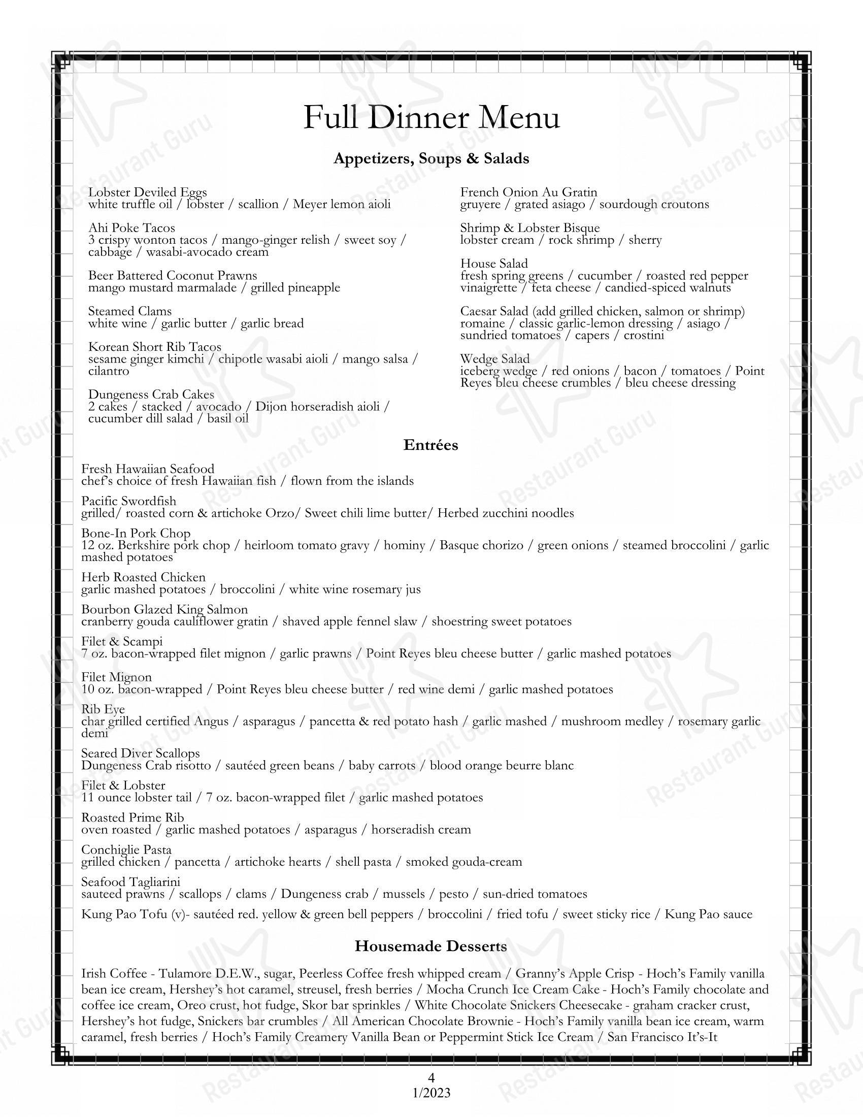 Menu at Sparks Water Bar, Sparks
