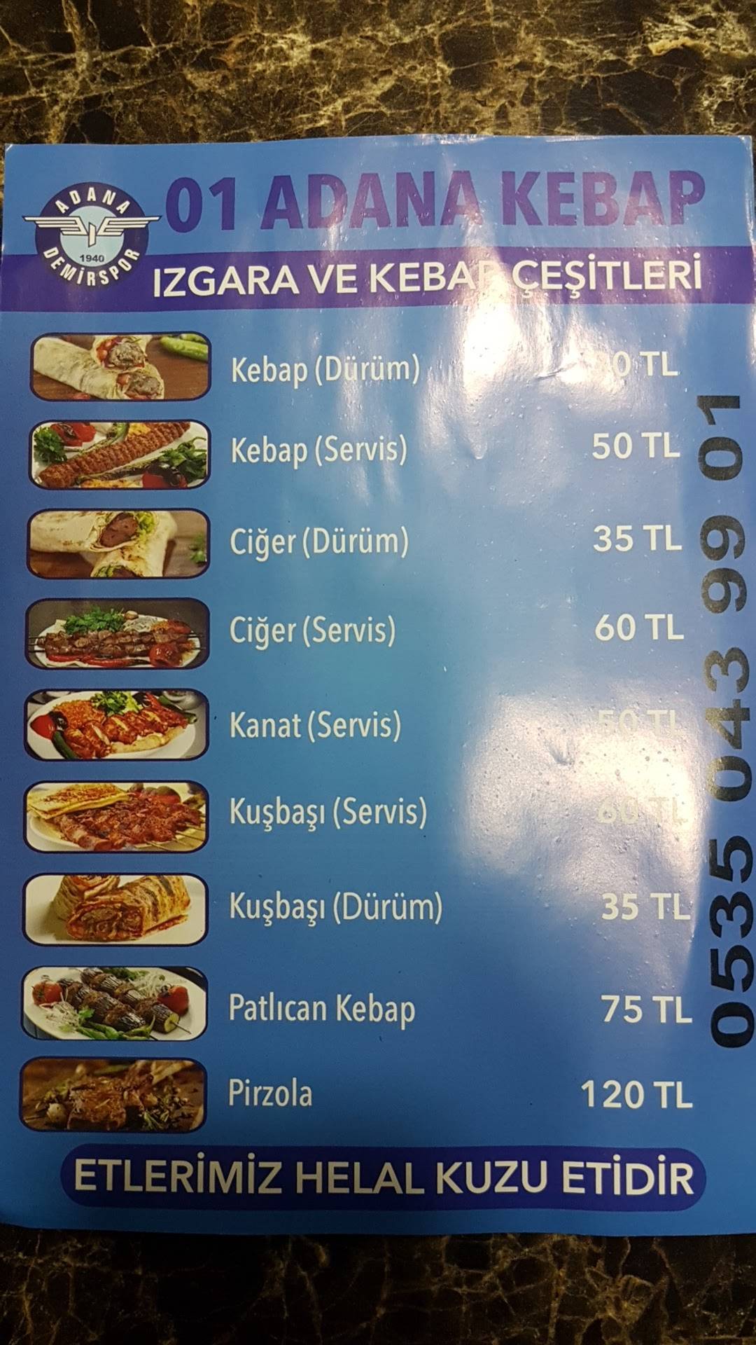 Carta de 01 ADANA KEBAP, Estambul, Keresteci Hakkı Sk. NO:22