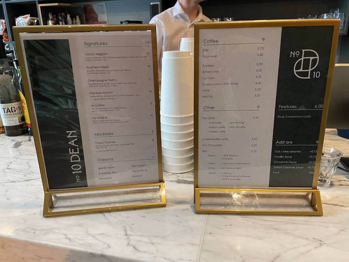 Menu at 10 DEAN Waverley pub & bar, Toronto, Located in the Lobby of ...