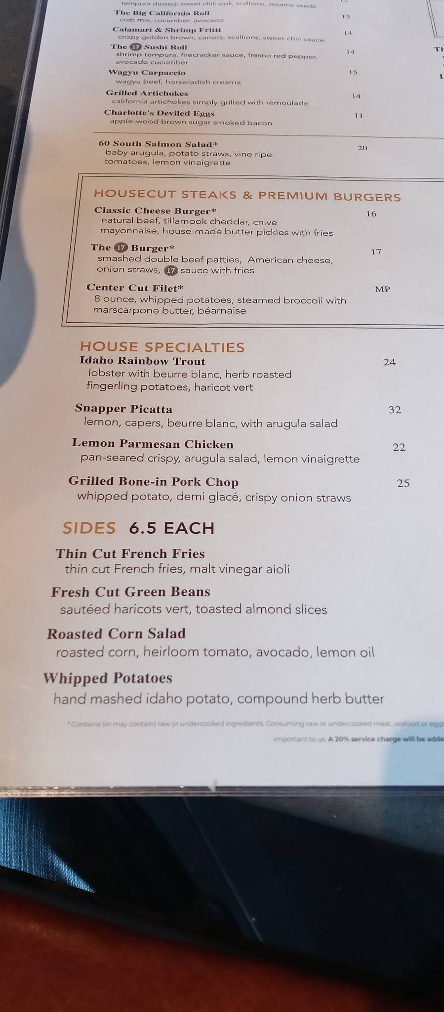 Menu at 17 River Grille restaurant, Chagrin Falls
