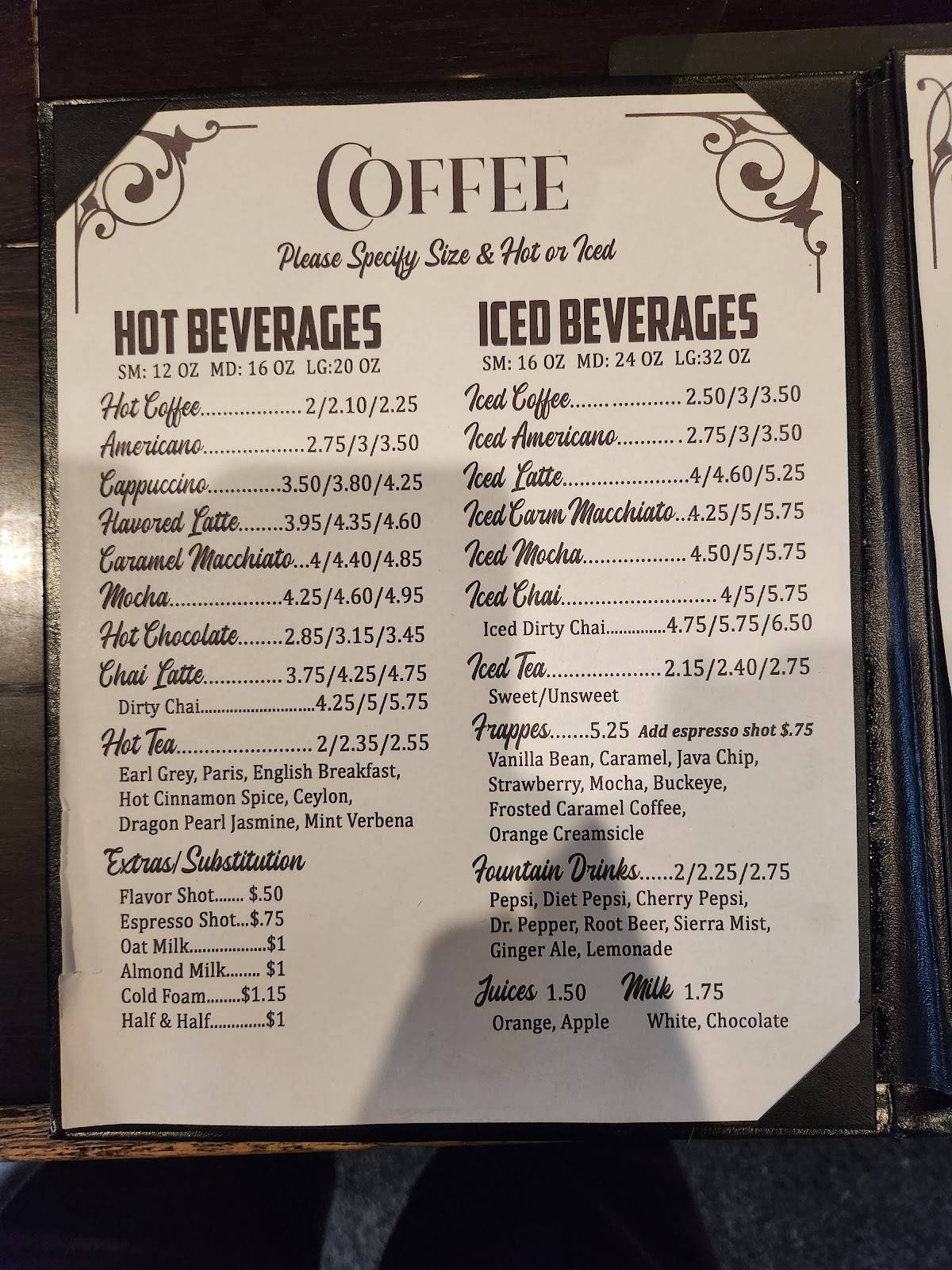 Menu at 1922 Coffee And Brew pub & bar, Painesville