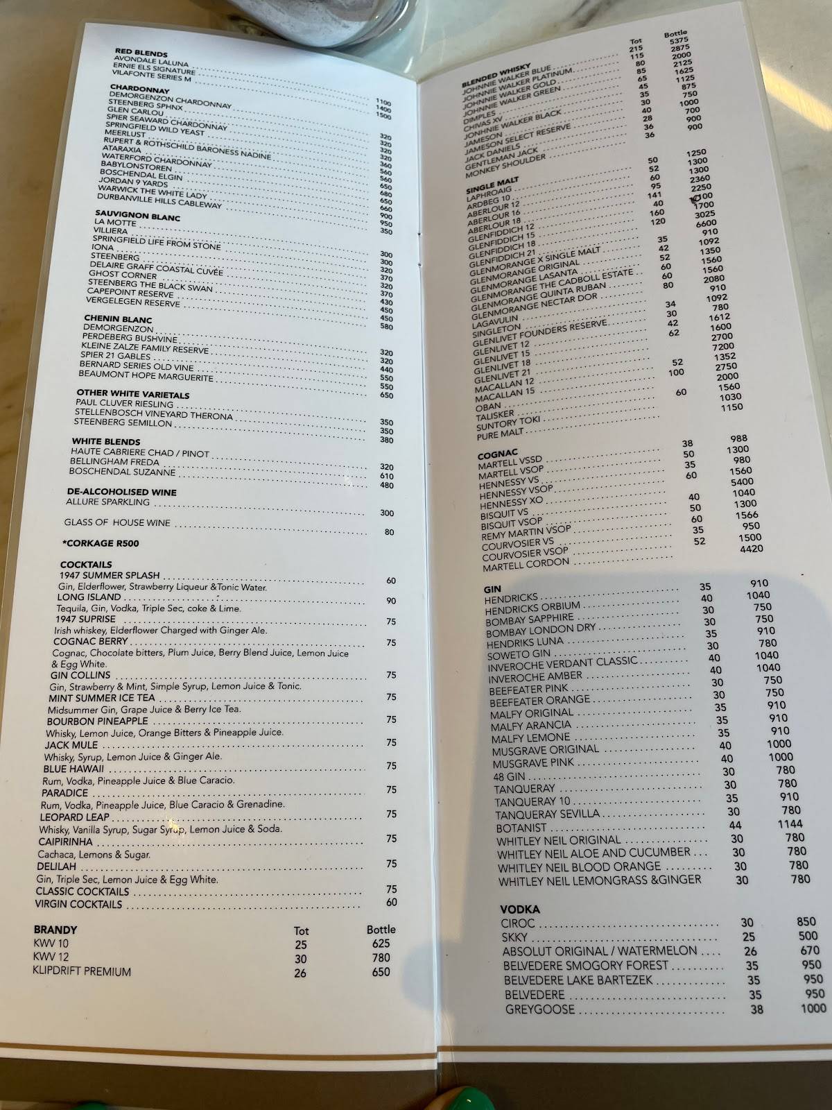 Menu at 1947 on Vilakazi Street restaurant, Soweto