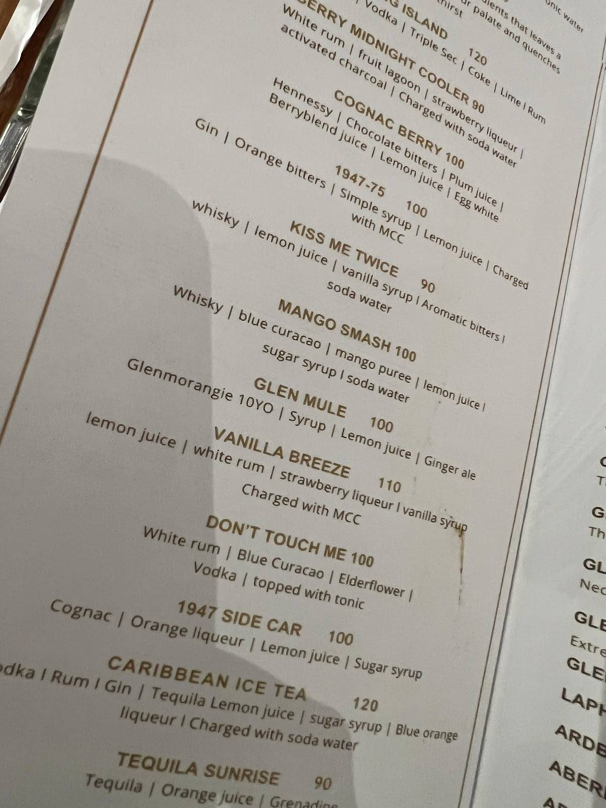 Menu at 1947 on Vilakazi Street restaurant, Soweto