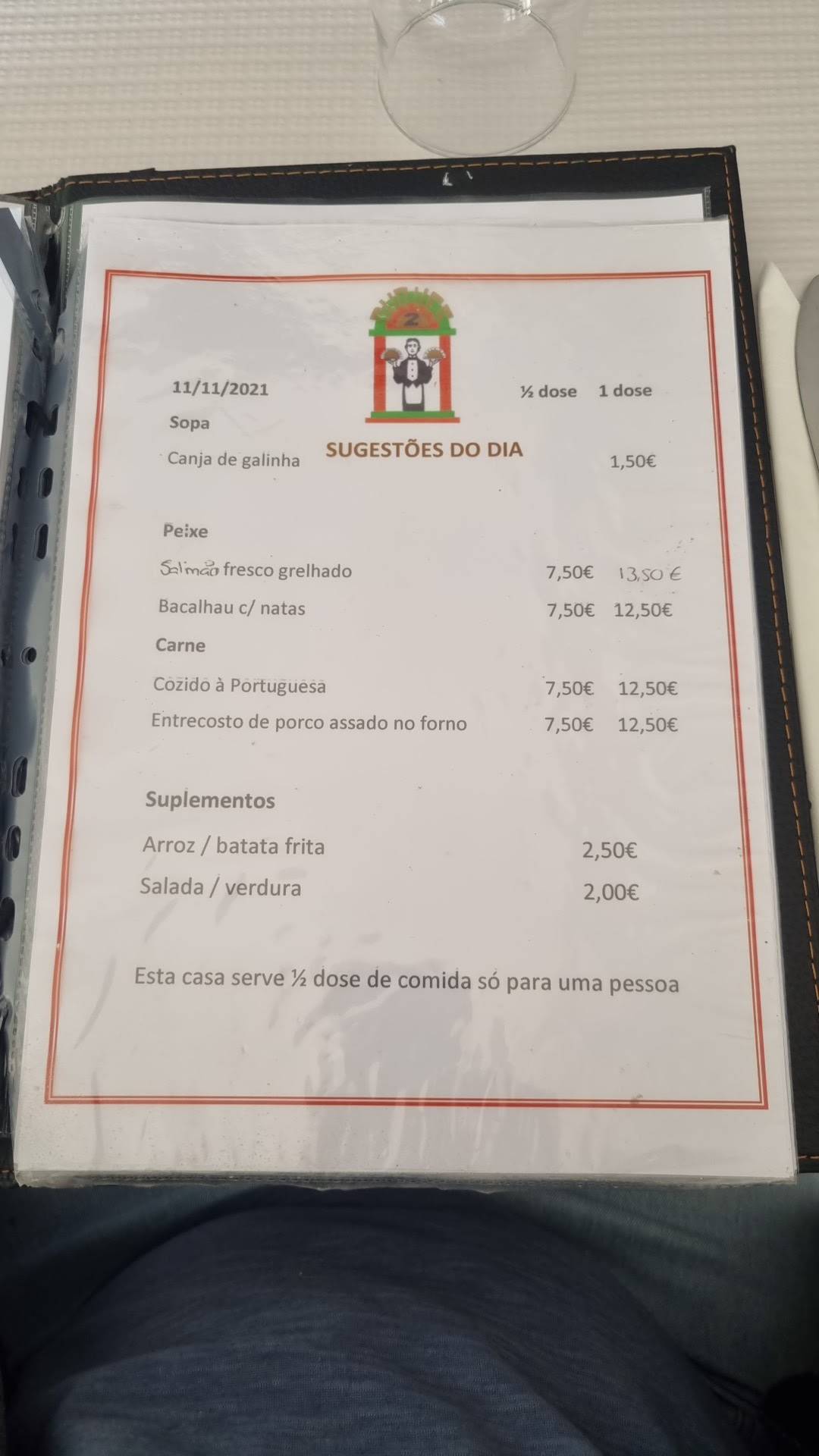 Menu em 2 Duques - Prato do dia restaurante, Aveiro