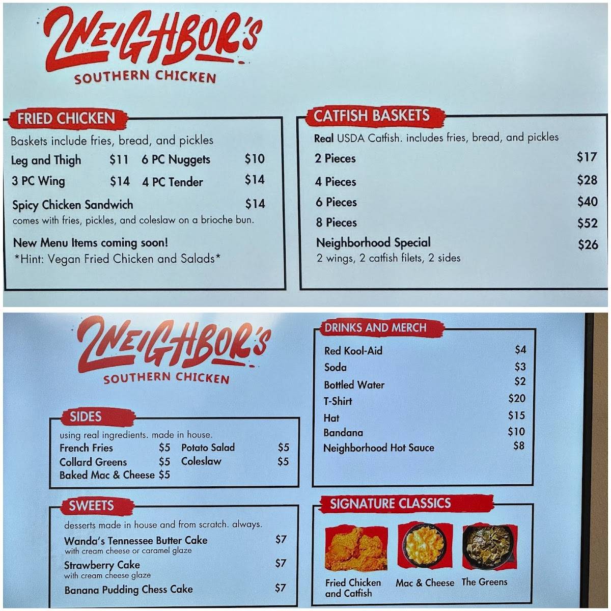 Menu at 2 Neighbor's Southern Chicken desserts, Mansfield